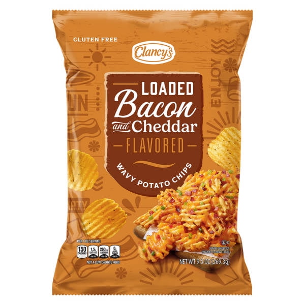 Clancy's Loaded Bacon & Cheddar Wavy Potato Chips, 9.5 oz - Pack of 2 ...