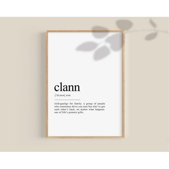 Clann Irish Definition Poster Family Wall Art Poster, Unframed Canvas ...