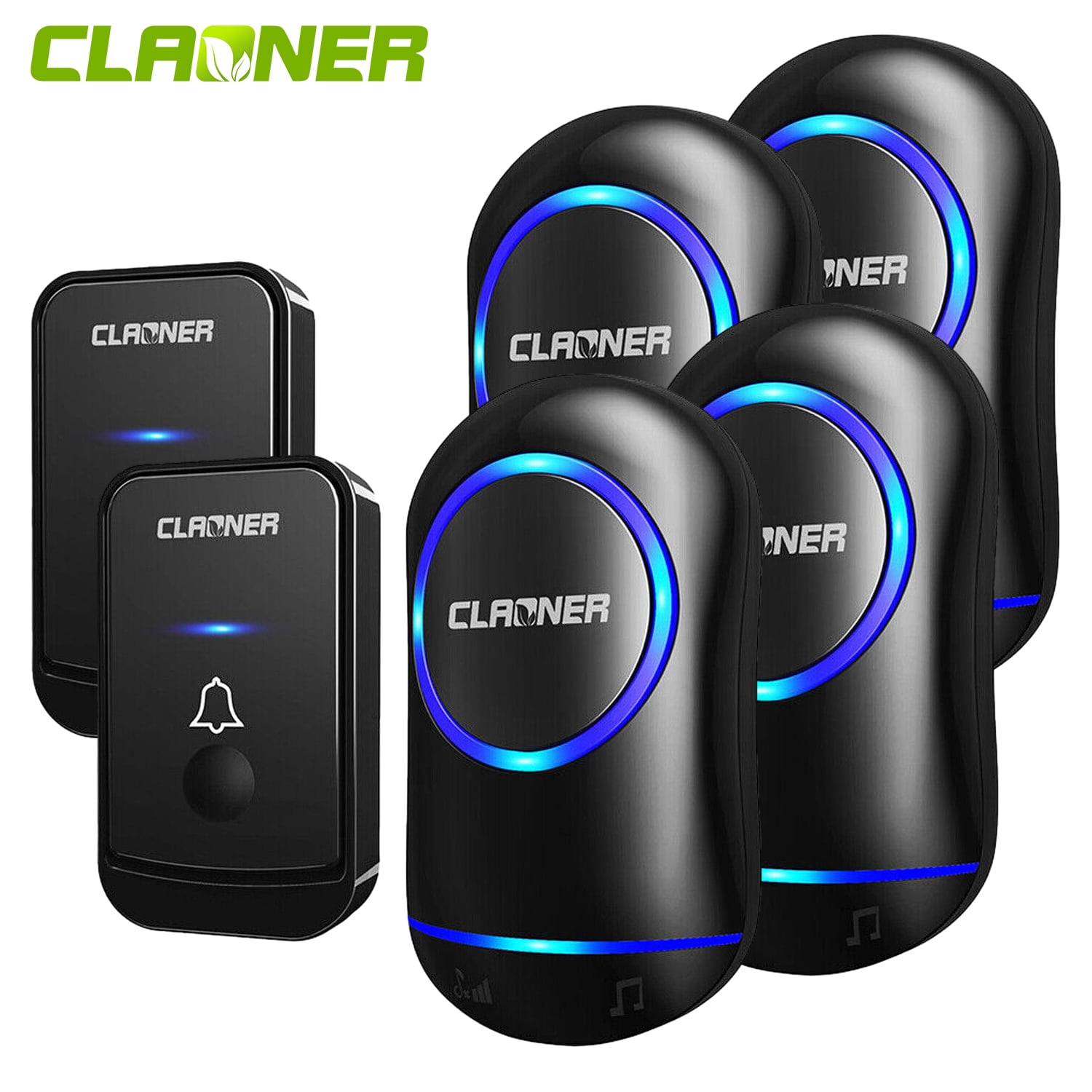 Claoner Electric Wireless Doorbell Kit, 60 Chime 45 Melodies, 5 Levels ...