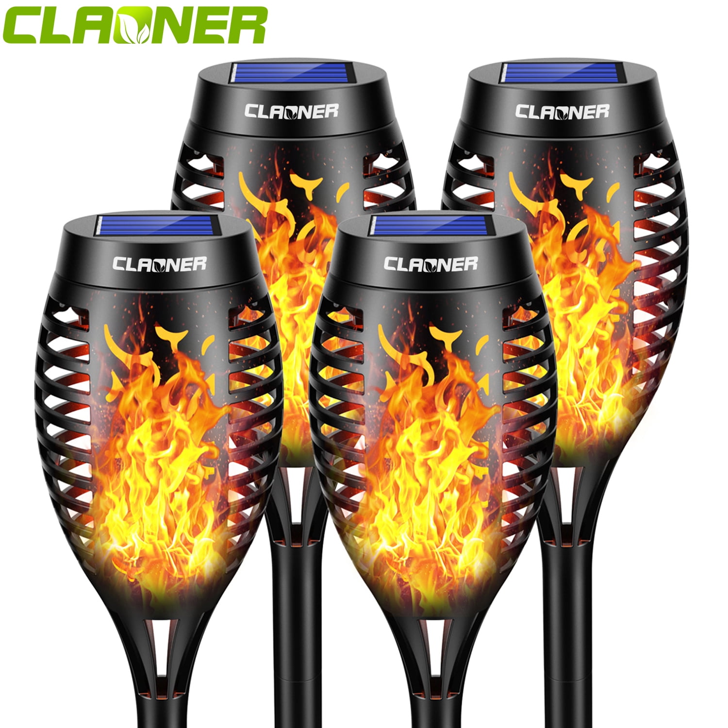 Claoner LED Solar Torch Light with Flickering Flame Outdoor Waterproof ...