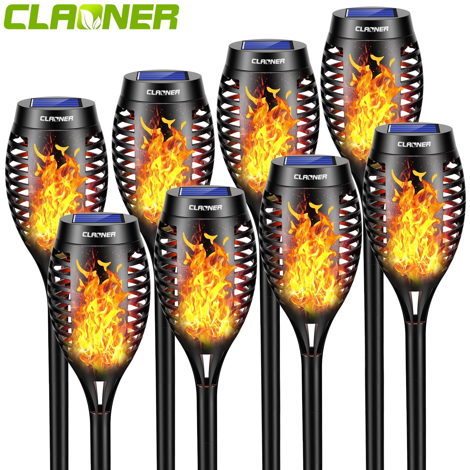 Claoner LED Solar Torch Light with Flickering Flame Outdoor Waterproof ...