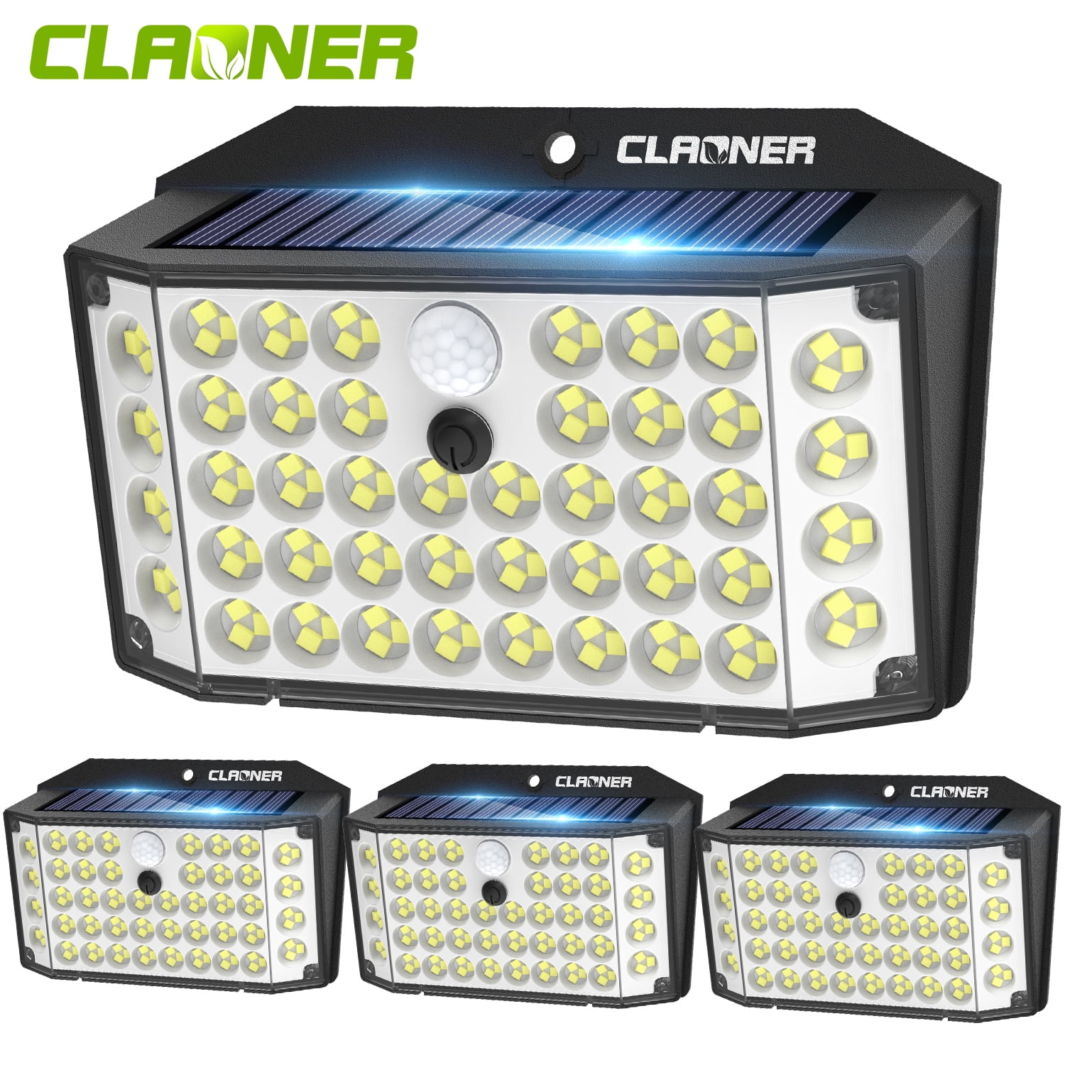 Claoner Solar Lights Outdoor 132 LED Wireless Motion Sensor Security Lights for Deck Patio Fence ...