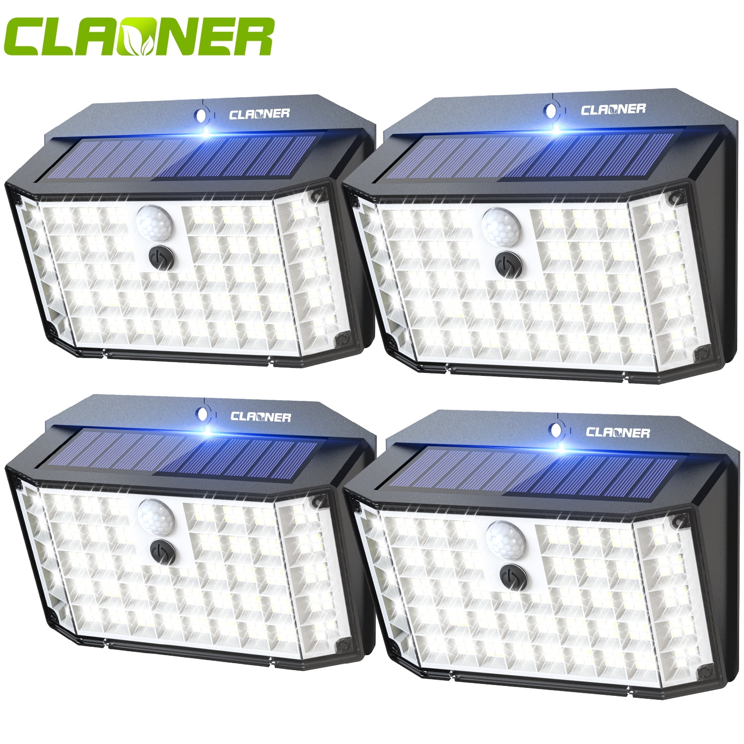 Claoner Solar Lights Outdoor , 176 LED 3000LM Motion Sensor Security Wall Lights for Yard Garage ...