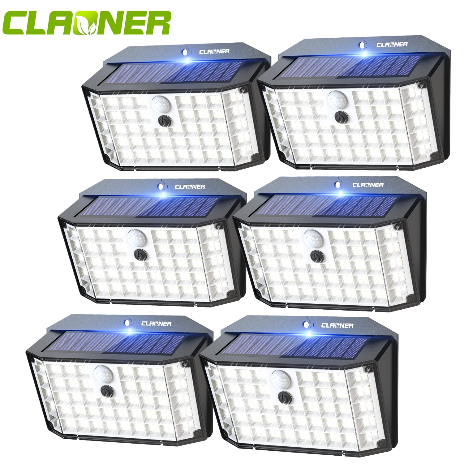 Claoner Solar Lights Outdoor , 176 LED 3000LM Motion Sensor Security Wall Lights for Yard Garage ...