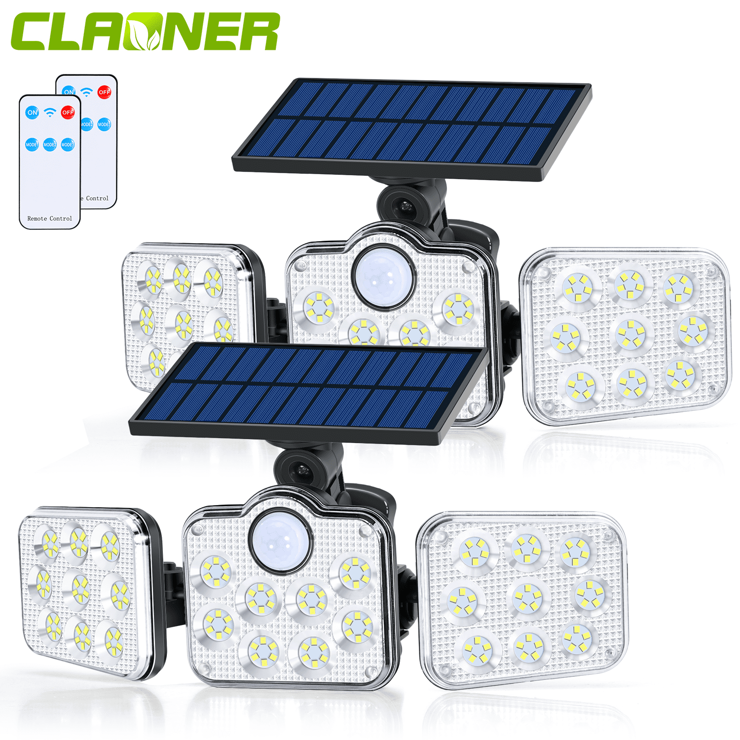 Claoner Solar Lights Outdoor 3500LM 138 LED 3 Heads Motion Sensor ...
