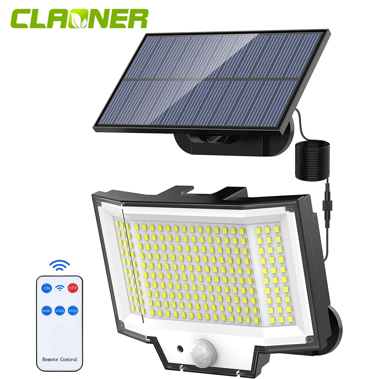 Claoner Solar Motion Sensor Lights Outdoor 200 LED Security Flood Light with Remote - Walmart.com
