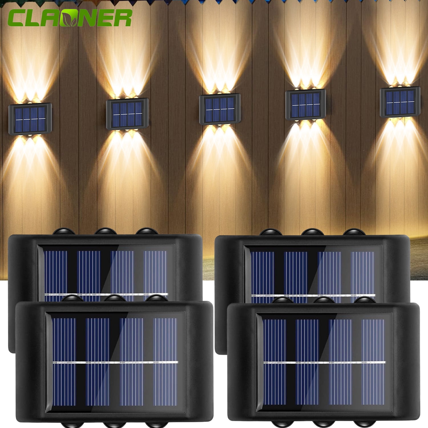 Claoner Solar Wall Lights UP Down, Illuminate Outdoor Sunlight Sensor ...