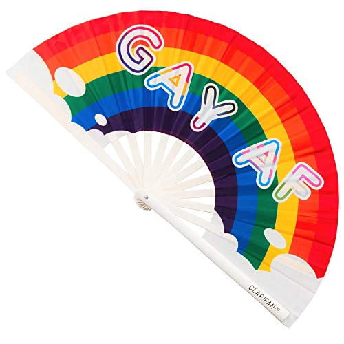 ClapFan Rave Fan Rainbow Gay Pride LGBT Parade, Large Bamboo Loud Clack ...