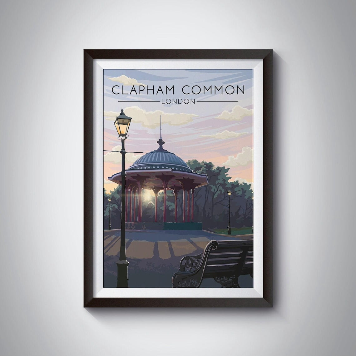 Clapham Common London Park Bandstand Landmark Wall Art, Unframed Paper ...