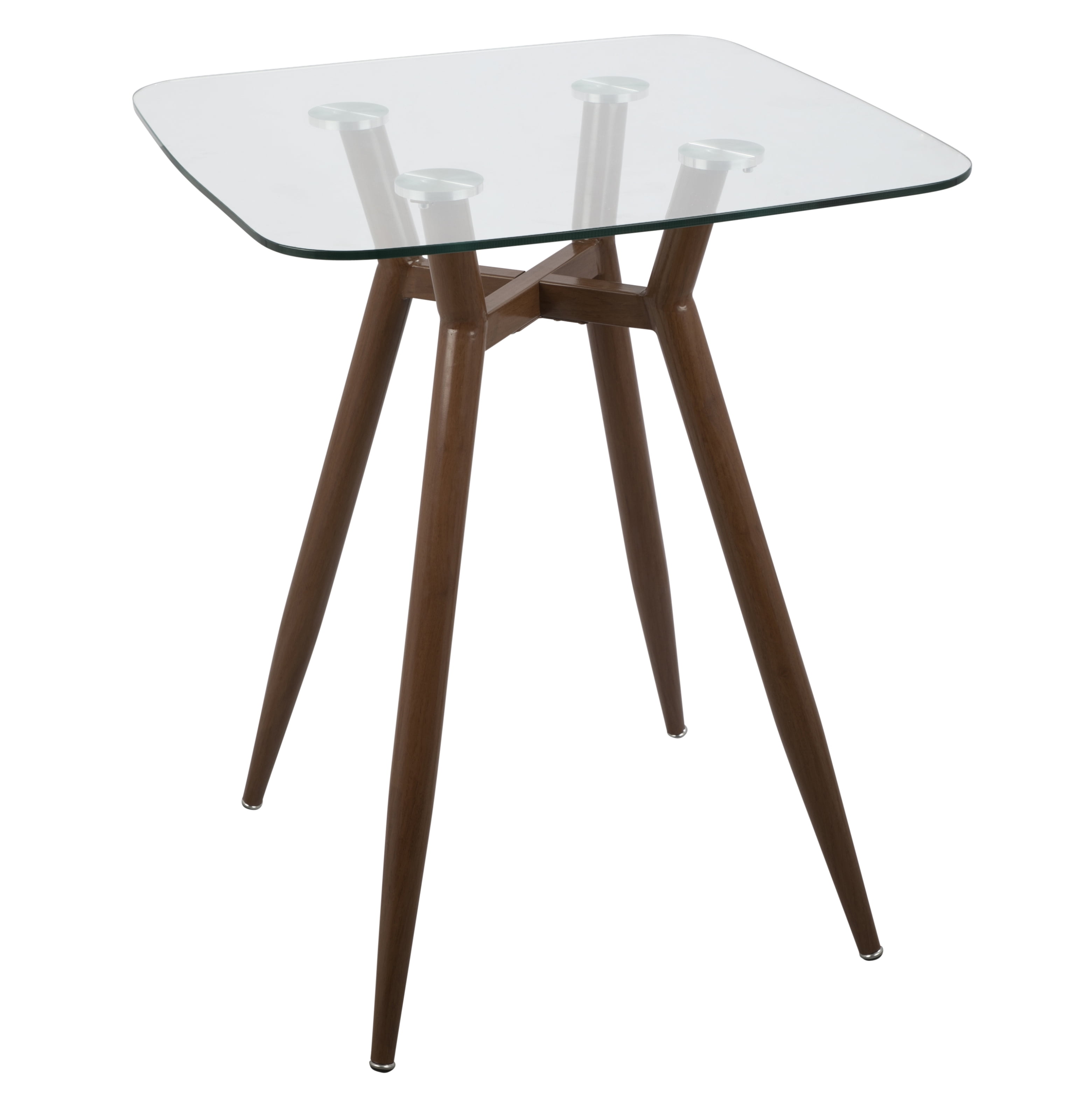 Clara -Century Modern Square Counter Table with Walnut Metal Legs and ...