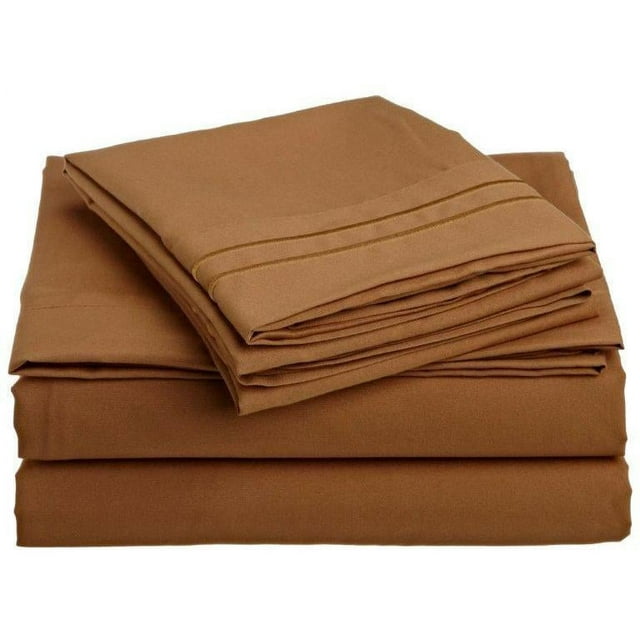 Clara Clark 1500 Series Deep Pocket 4pc Bed Sheet Set Full Size Mocha
