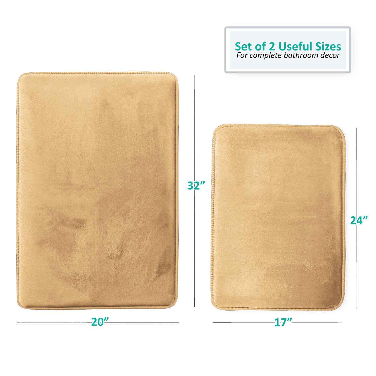 Memory Foam Bath Rugs Set - 17x24 & 20x32 Inch - Walmart.com