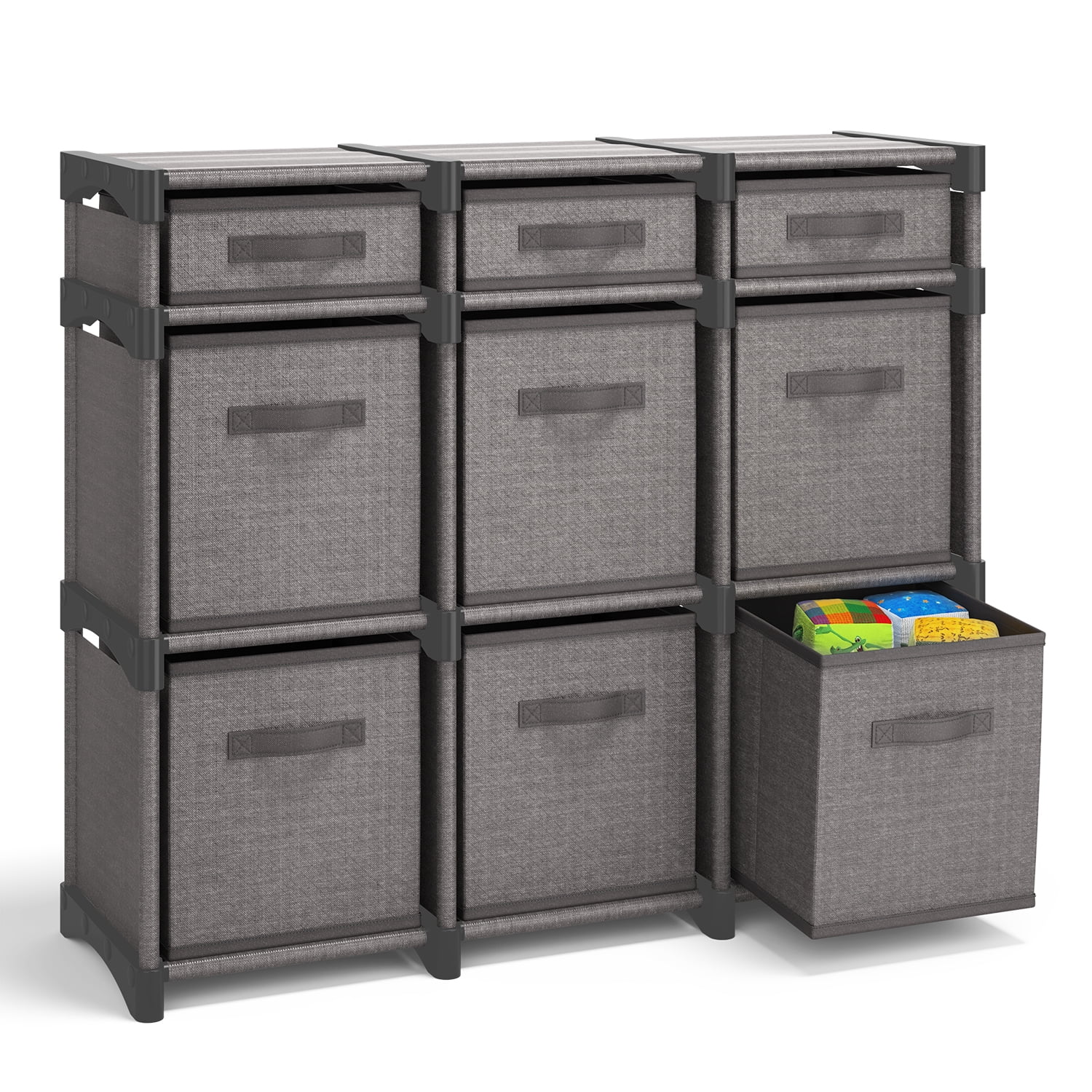 Clara Clark Cube Storage Organizer, 9 PC, Gray Fabric Shelves for ...