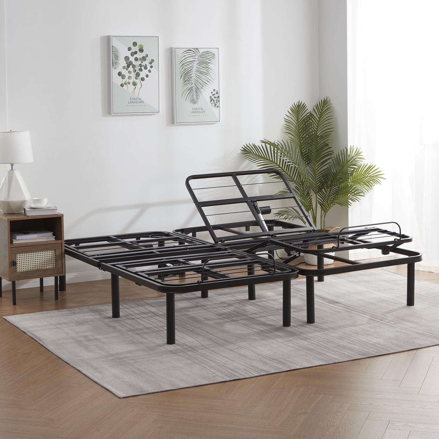 Clara Clark Basic Adjustable Bed Base, Split King Size Bed Frame ...