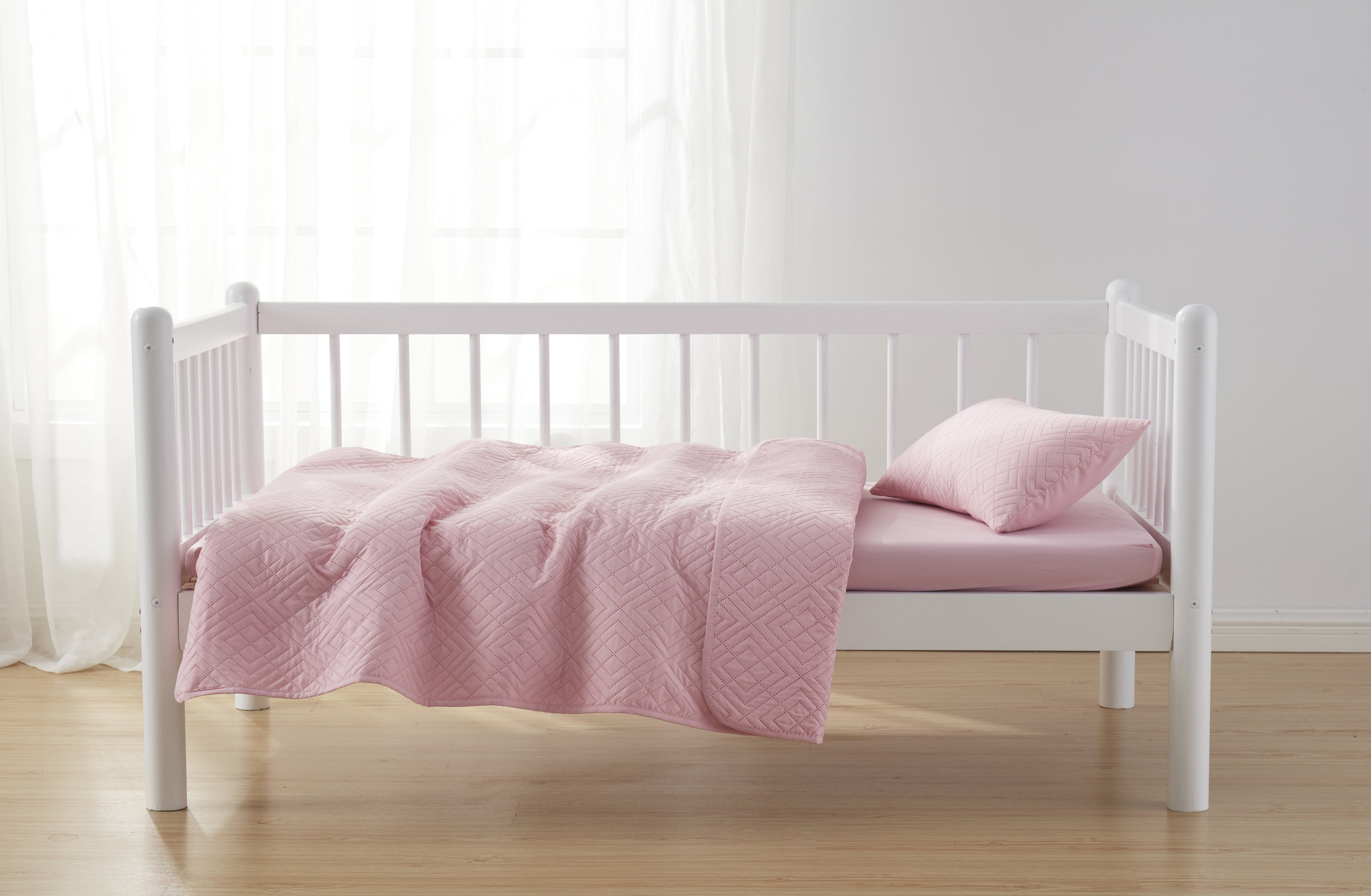 Clara Clark Kids Quilt Set (3pc) Diamond Weave, Pink - Walmart.com