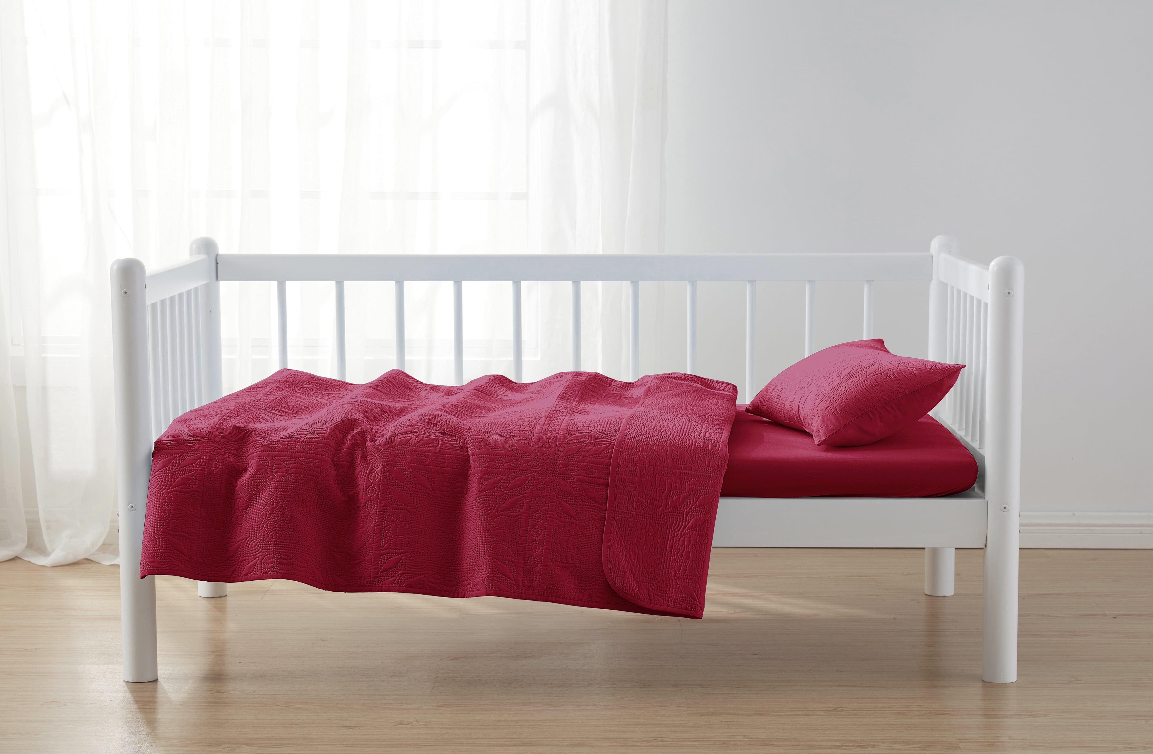 Clara Clark Kids Quilt Set - Grid Weave, Rasberry - Walmart.com