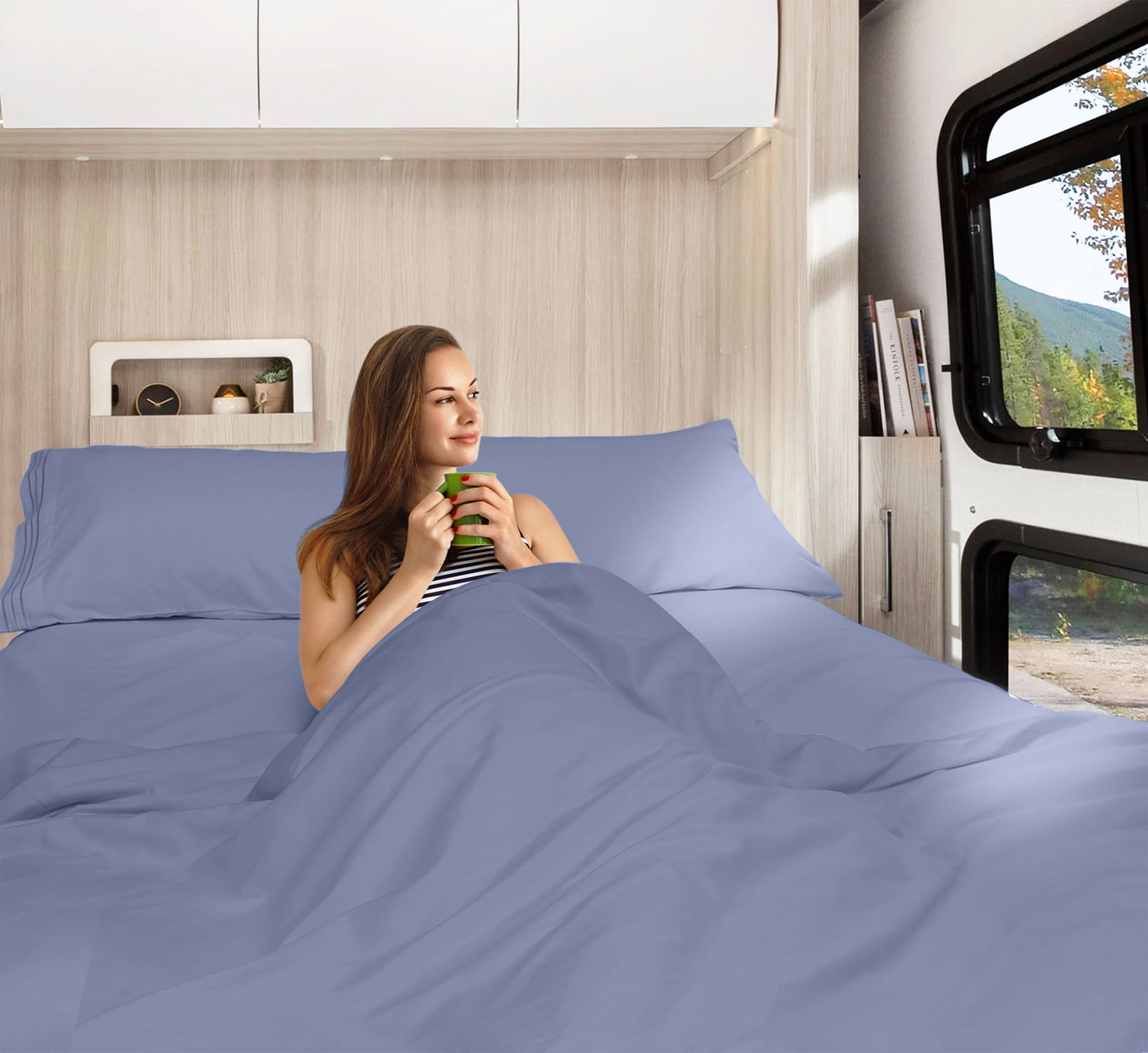 Clara Clark RV/Short Queen Size 4 Piece Bed Sheets Set for Campers ...