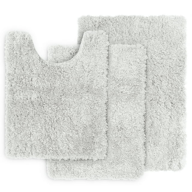 Clara Clark Set of 3 Shaggy Bath Rug with Non-Slip Backing Rubber ...