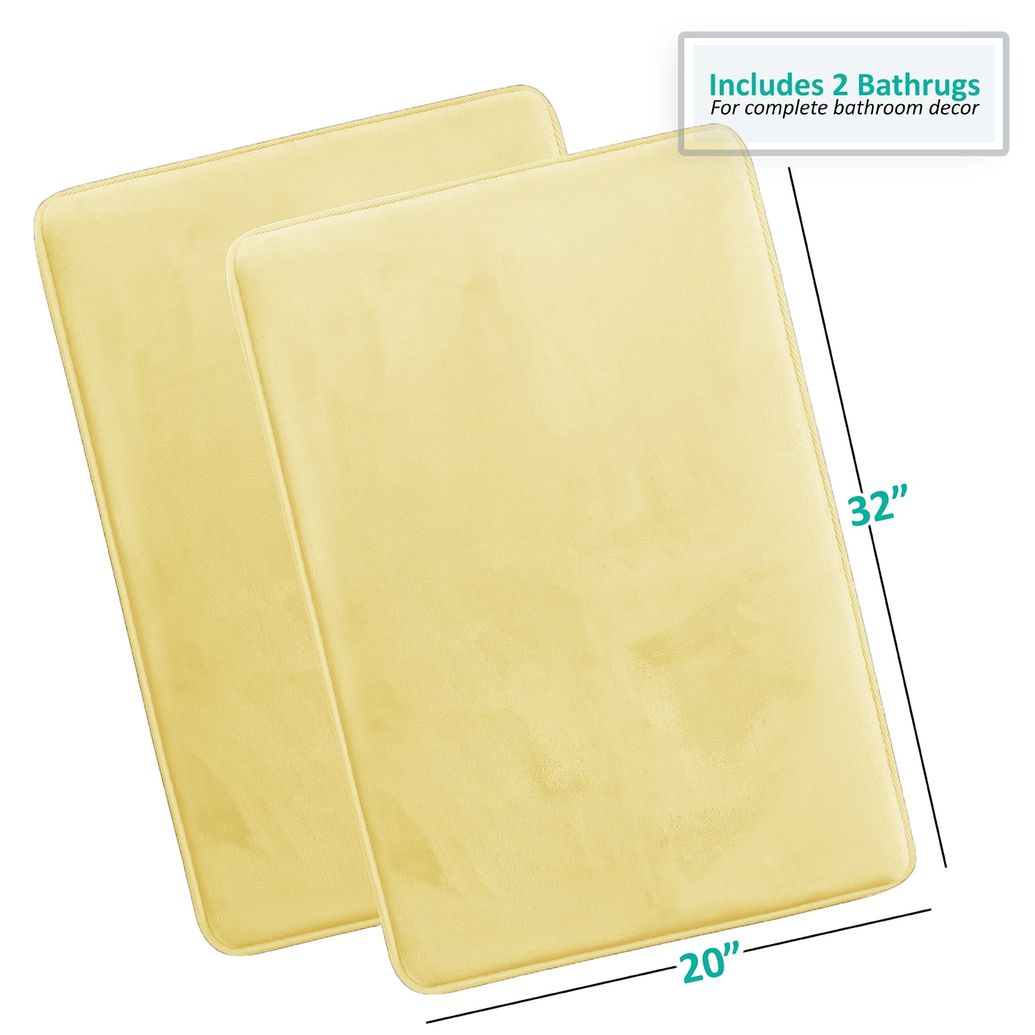 Clara Clark Set of 2 Absorbent Memory Foam Bath Mat Bathroom Rugs ...