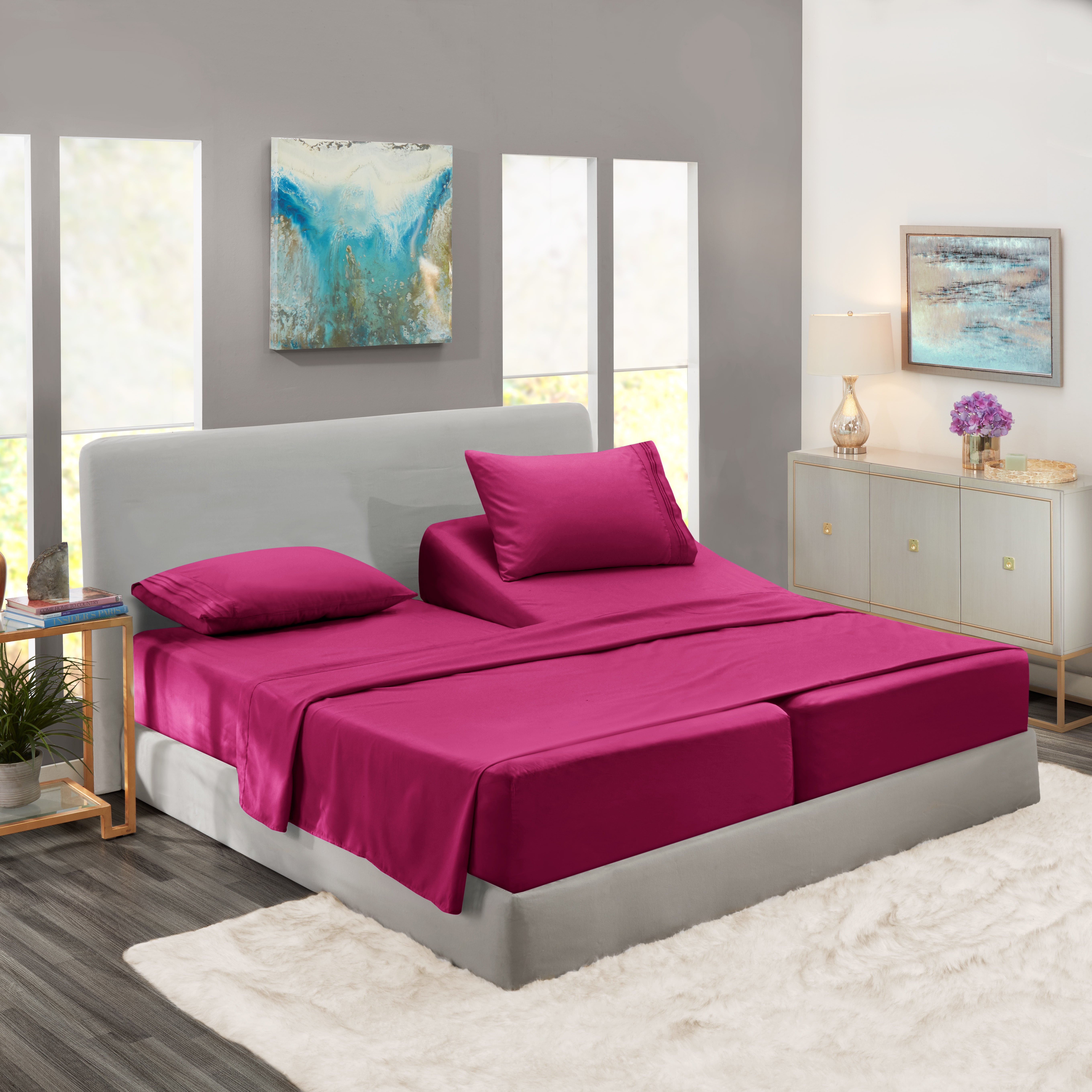 Clara Clark Split King Size Bed Sheets Set for Adjustable Beds - Deep ...