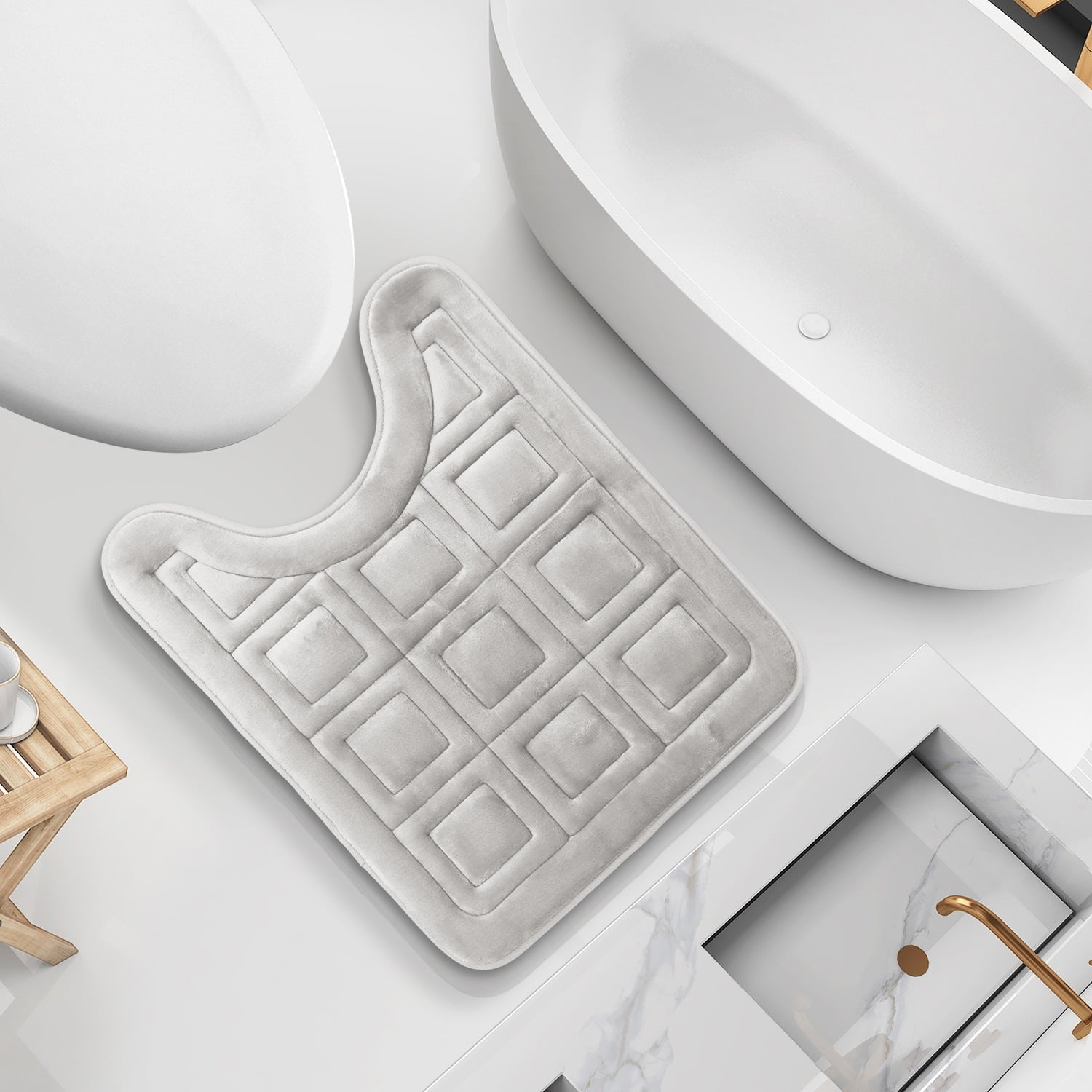 Clara Clark Ultra Soft Non Slip and Absorbent Bath Rug - Waffled Velvet ...