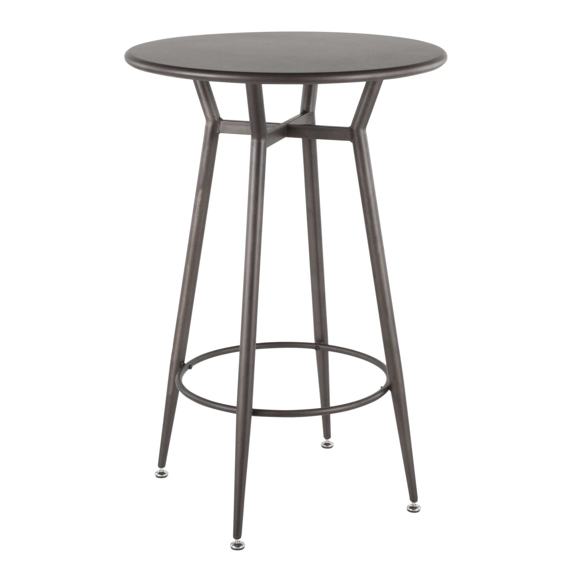 LumiSource Clara Industrial Round Bar Table, Antique Metal, Circle Pub ...