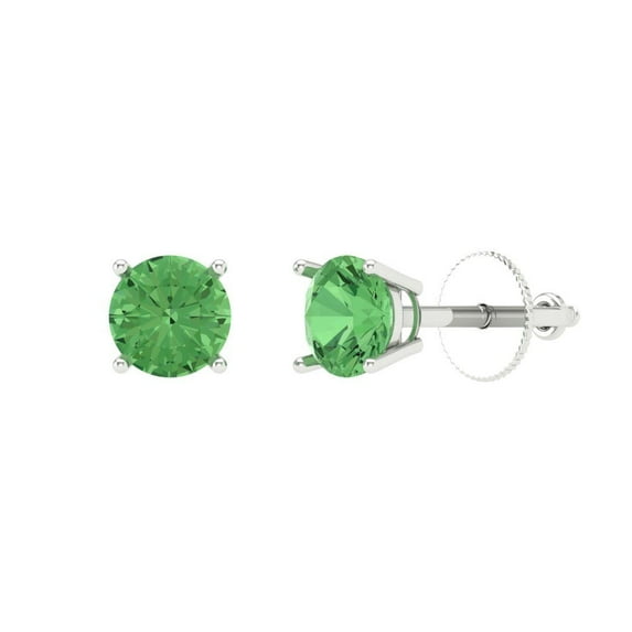 Clara Pucci 0.5Ct Green Round Cut VVS1 Screw Back Stud 14k Solid ...