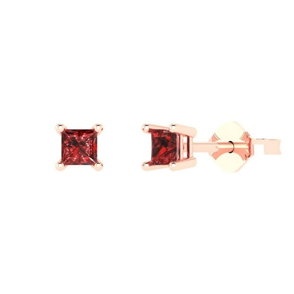 Clara Pucci 0.5Ct Natural Garnet Princess Cut VVS1 Push Back Stud 14k ...