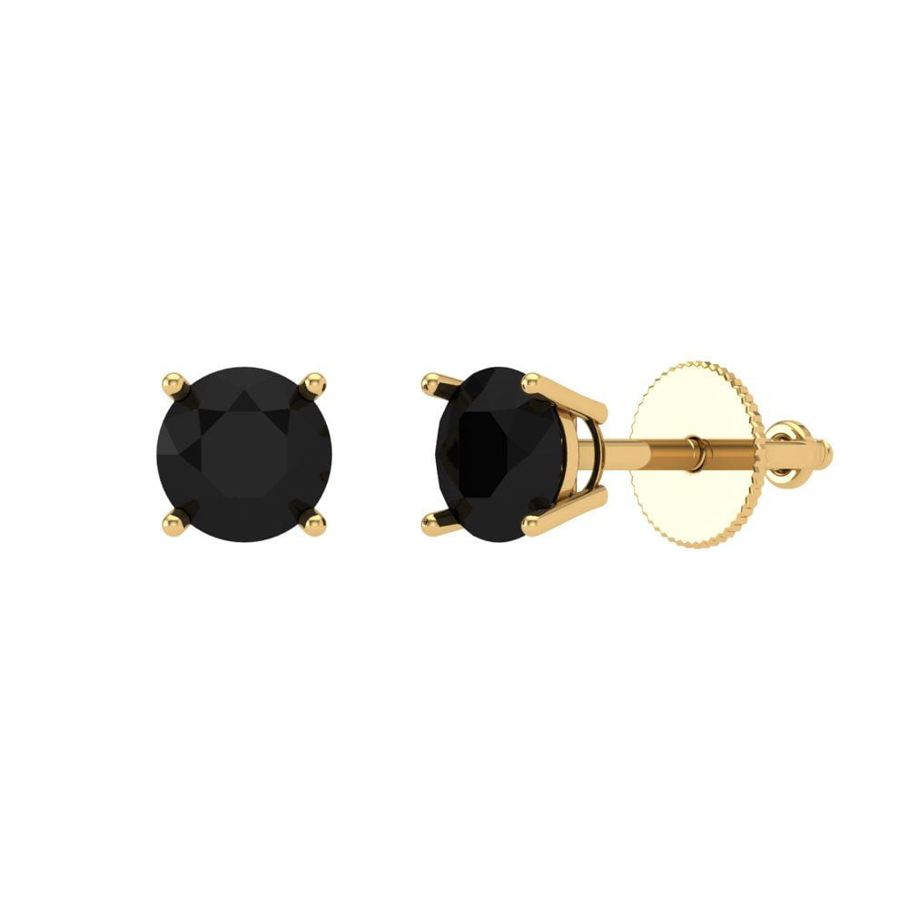 Clara Pucci 0.5Ct Natural Onyx Round Cut VVS1 Screw Back Stud 14k Solid ...