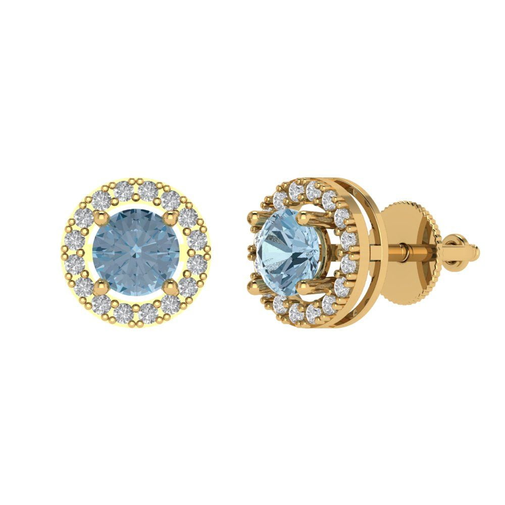 Clara Pucci 1.24Ct Natural Swiss Blue Topaz Round Cut VVS1 Screw Back ...