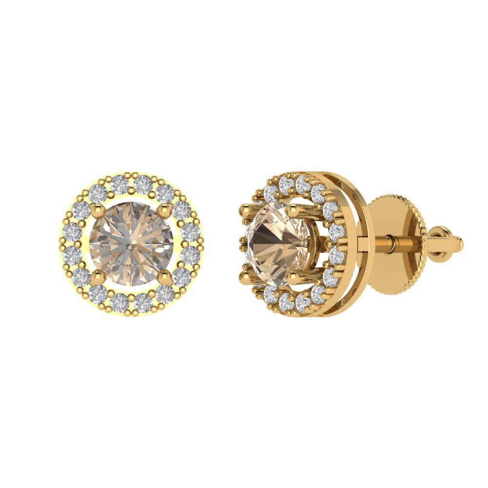 Clara Pucci 1.24Ct Synthetic Yellow Moissanite Round Cut VVS1 Screw ...