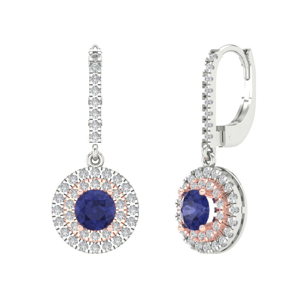 Clara Pucci 1.63Ct Tanzanite Round Cut VVS1 Lever Back Drop Dangle 18k ...