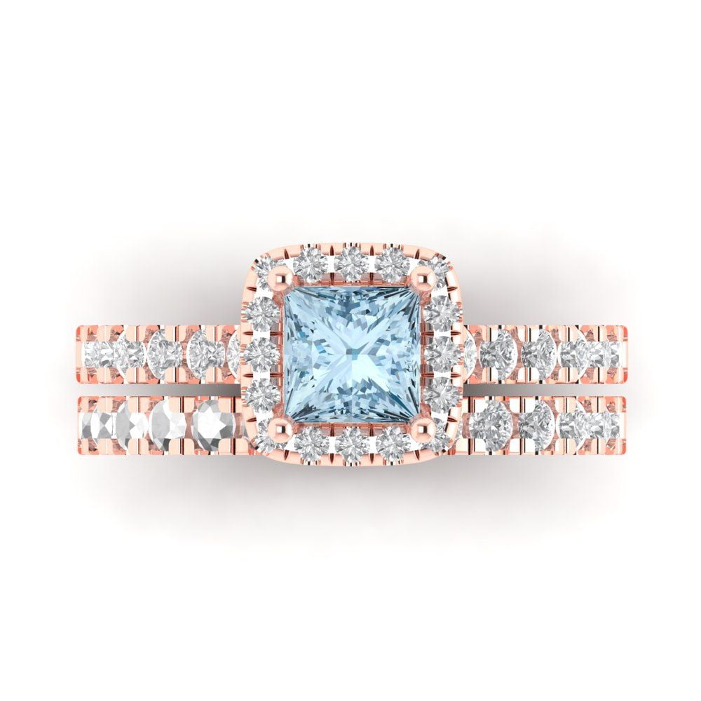 Clara Pucci 14K Rose Gold 1.56 Natural Swiss Blue Topaz Engraveable ...