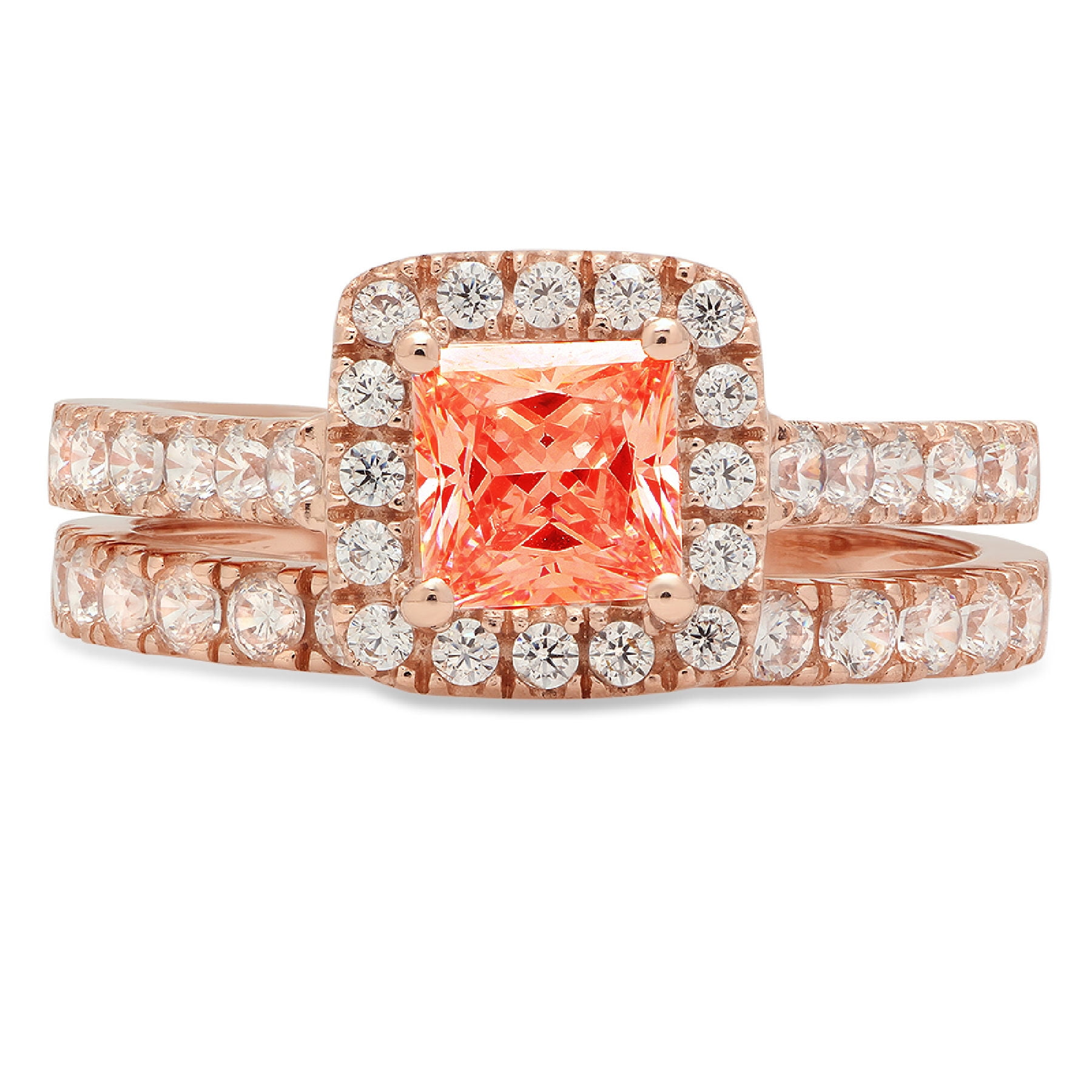 Clara Pucci 14K Rose Gold 1.56 Simulated Red Diamond Engraveable ...