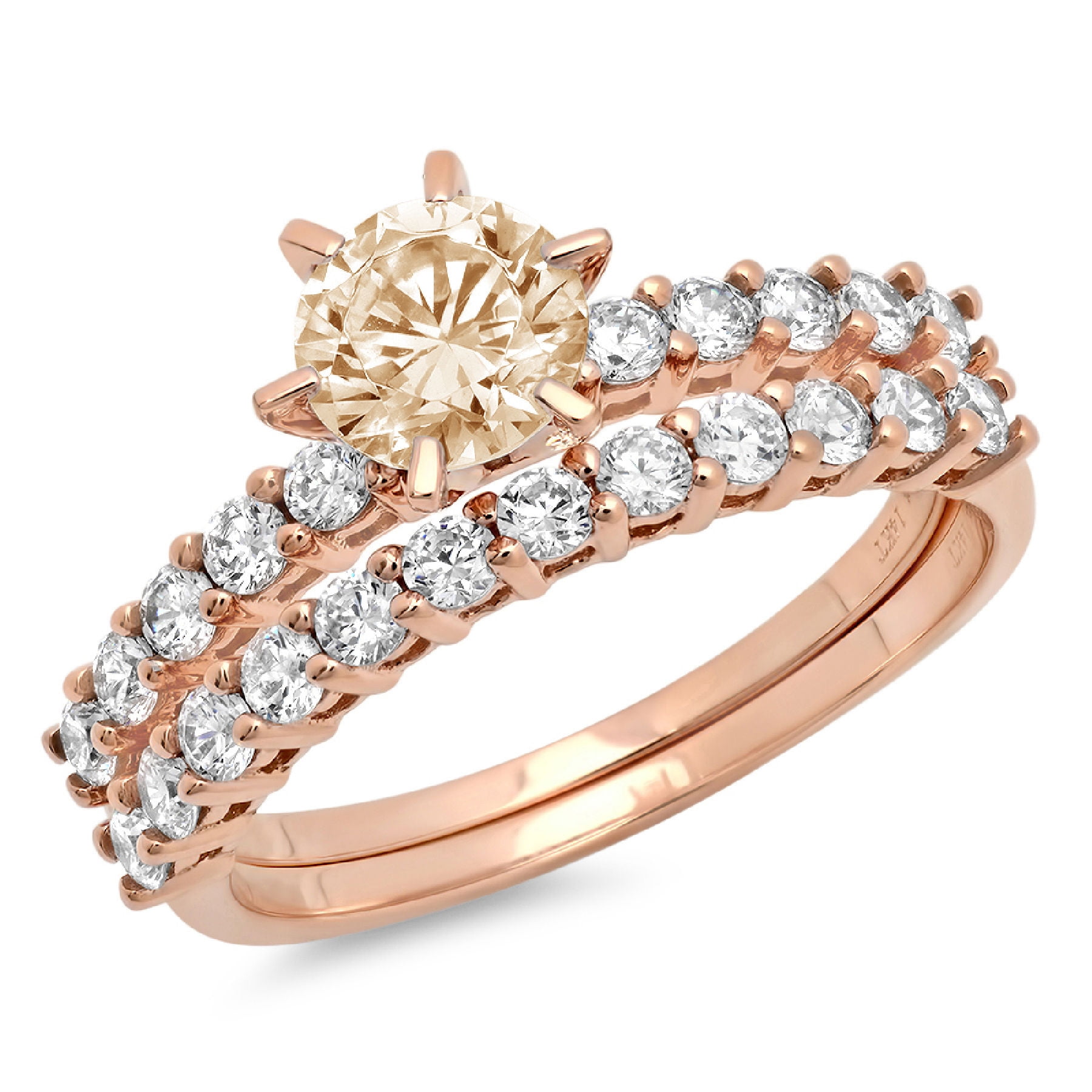 Clara Pucci 14K Rose Gold 1.66 Natural Morganite Engraveable Engagement ...