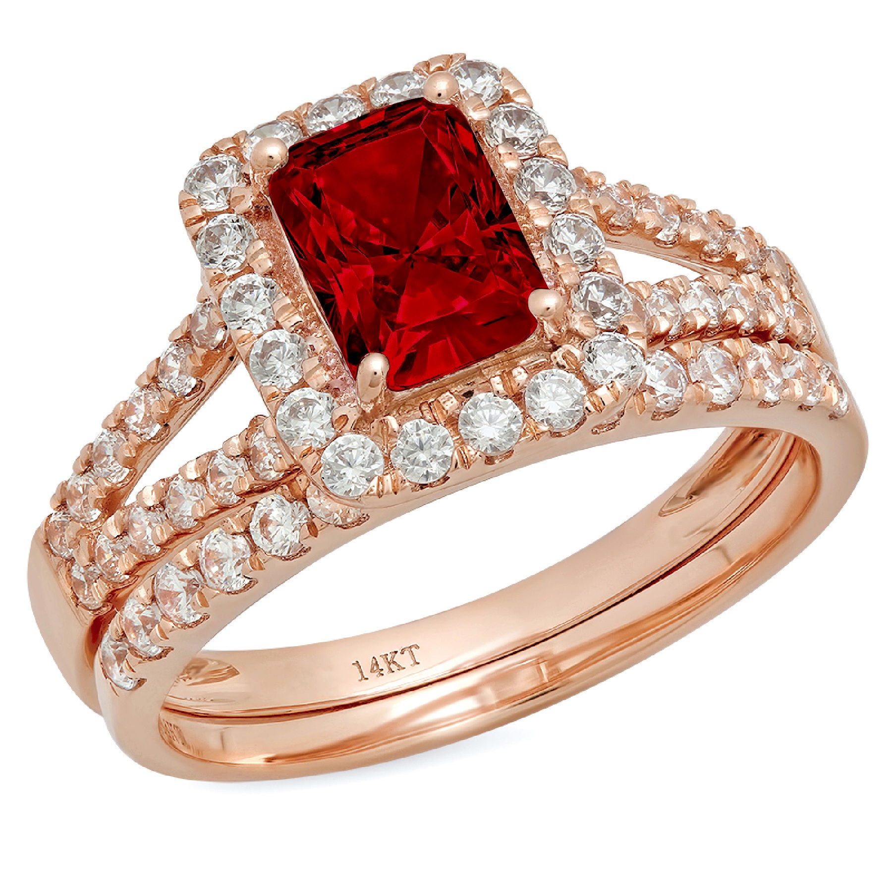 Clara Pucci 14K Rose Gold 1.72 Natural Garnet Engraveable Engagement ...