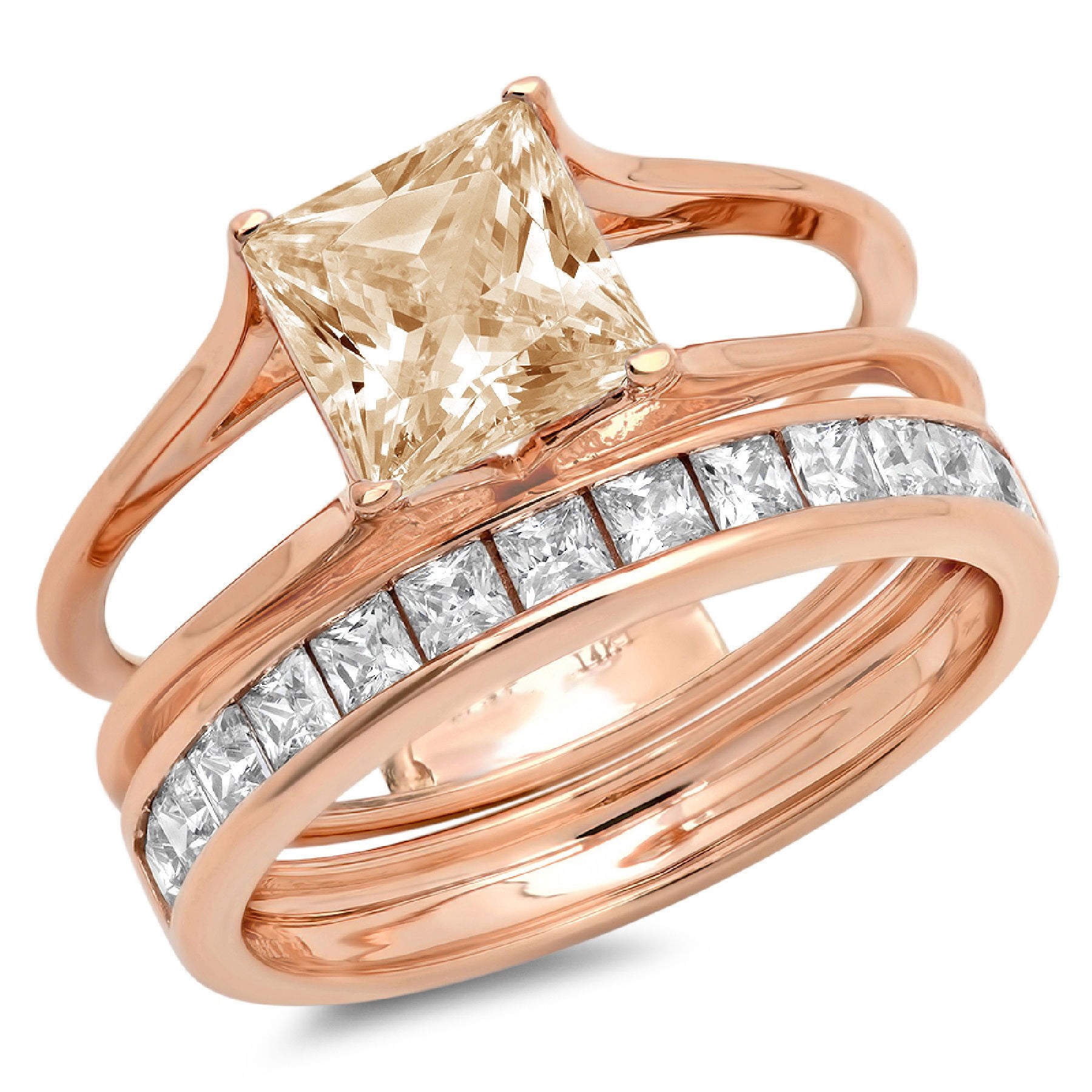 Clara Pucci 14K Rose Gold 2.28 Natural Morganite Engraveable Engagement ...