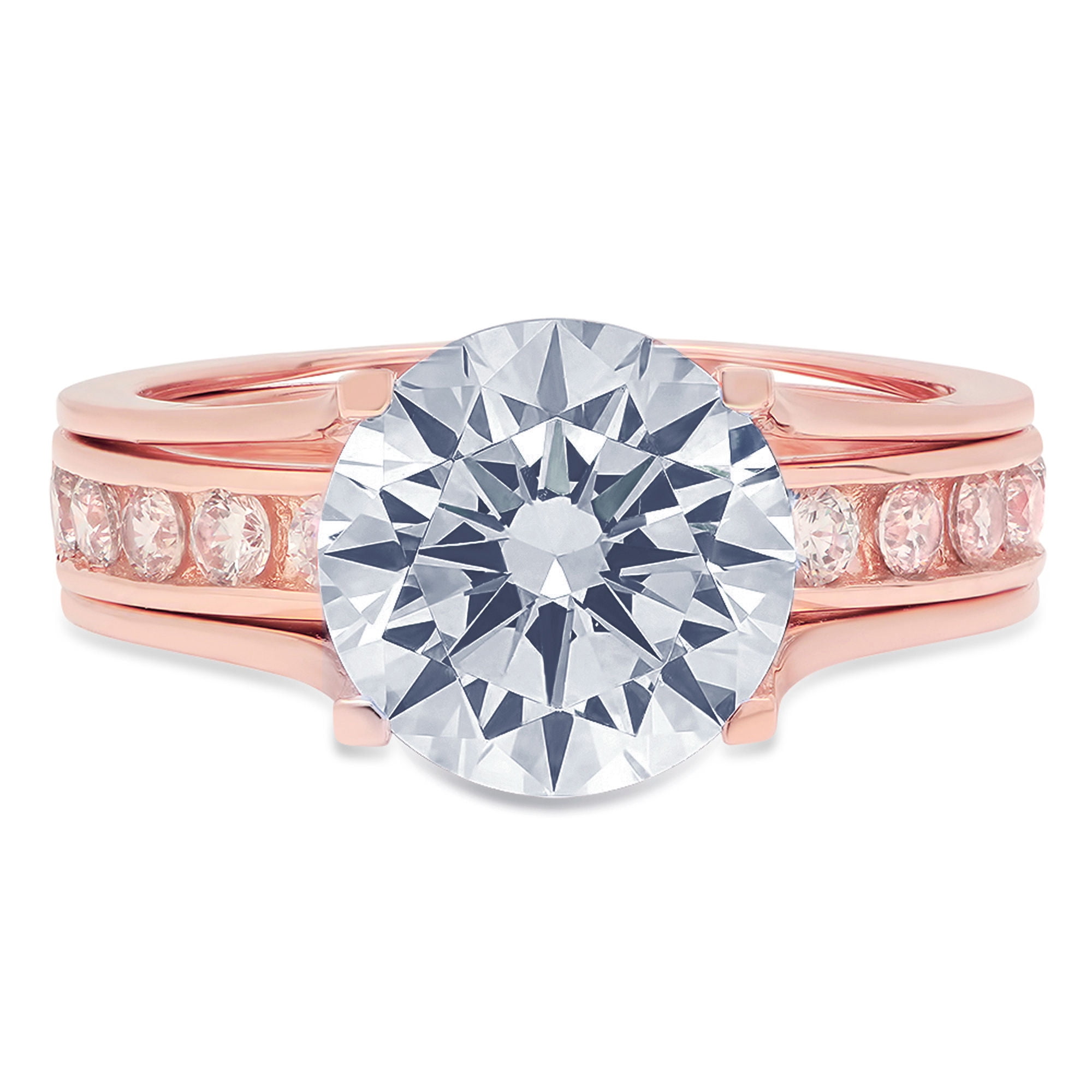 Clara Pucci 14K Rose Gold 3.39 Simulated Blue Diamond Engraveable ...