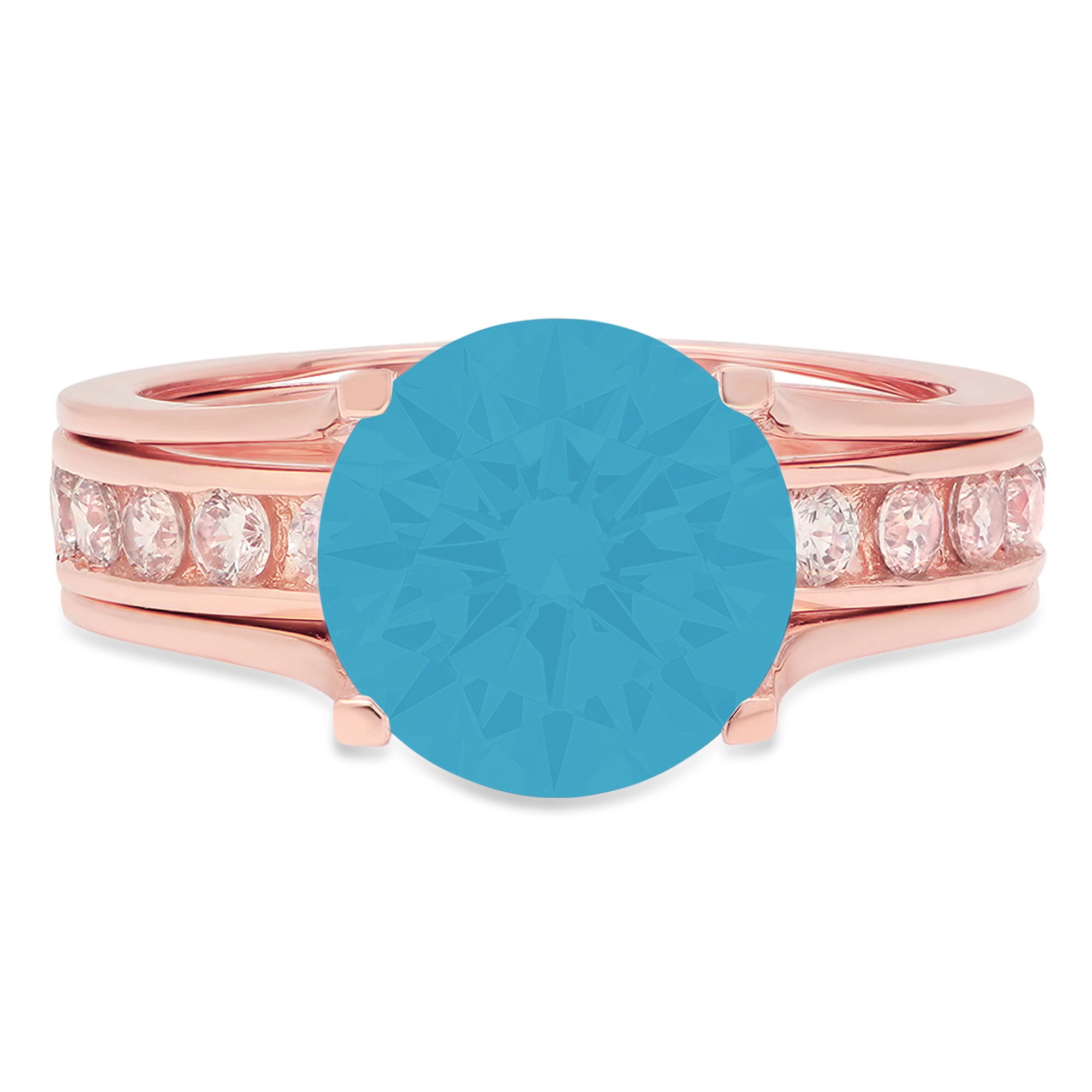 Clara Pucci 14K Rose Gold 3.39 Simulated Turquoise Engraveable ...