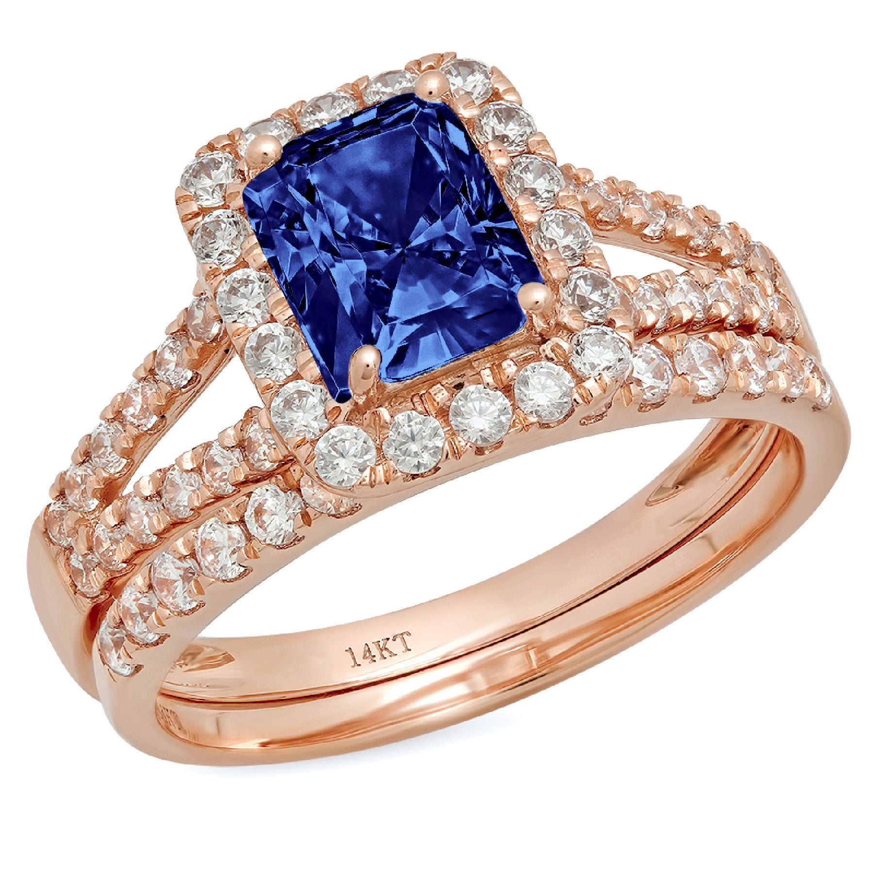 Clara Pucci 14K Rose Gold Emerald Cut 1Ct Simulated Tanzanite ...