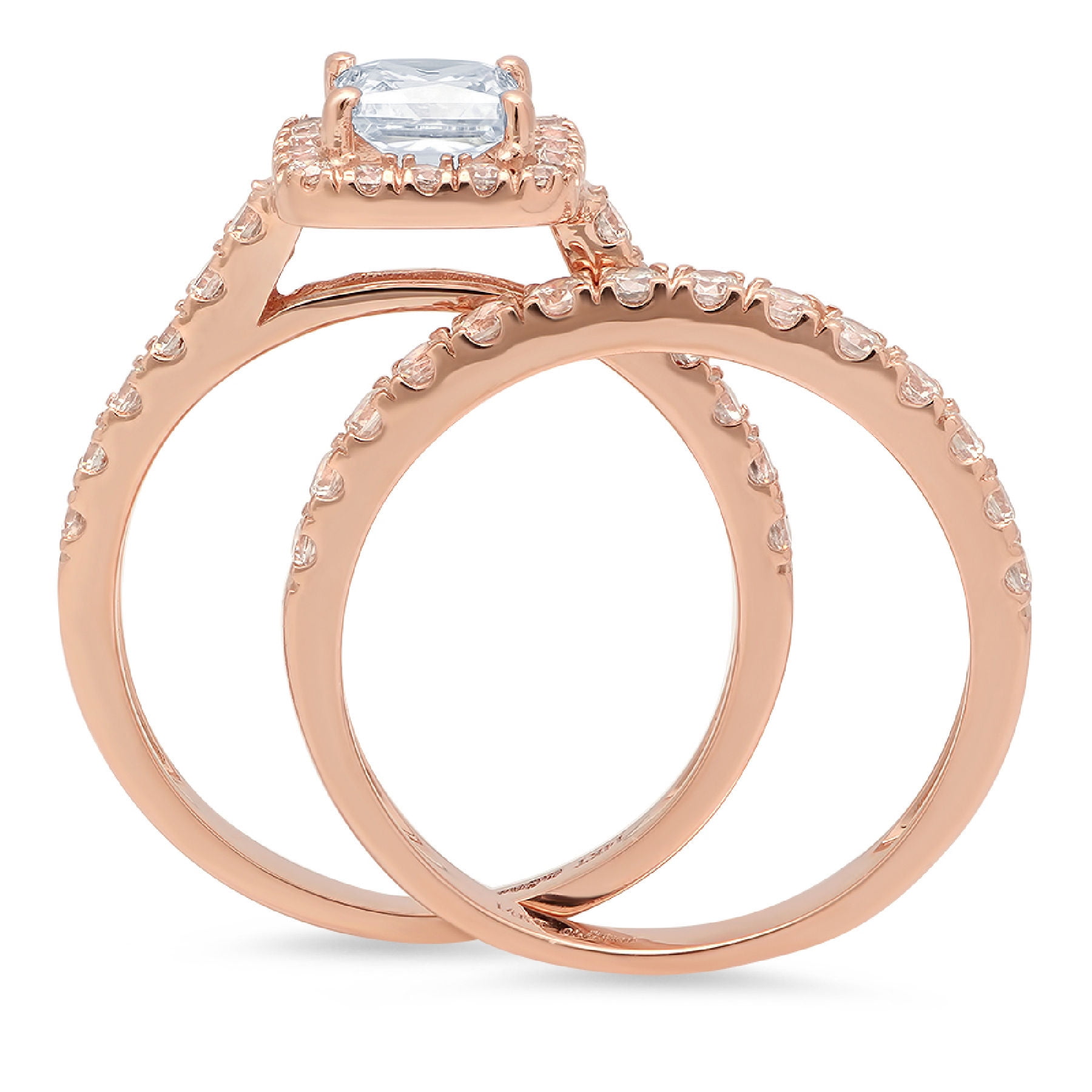 Clara Pucci 14K Rose Gold Princess Cut 0.75Ct Natural Swiss Blue Topaz ...