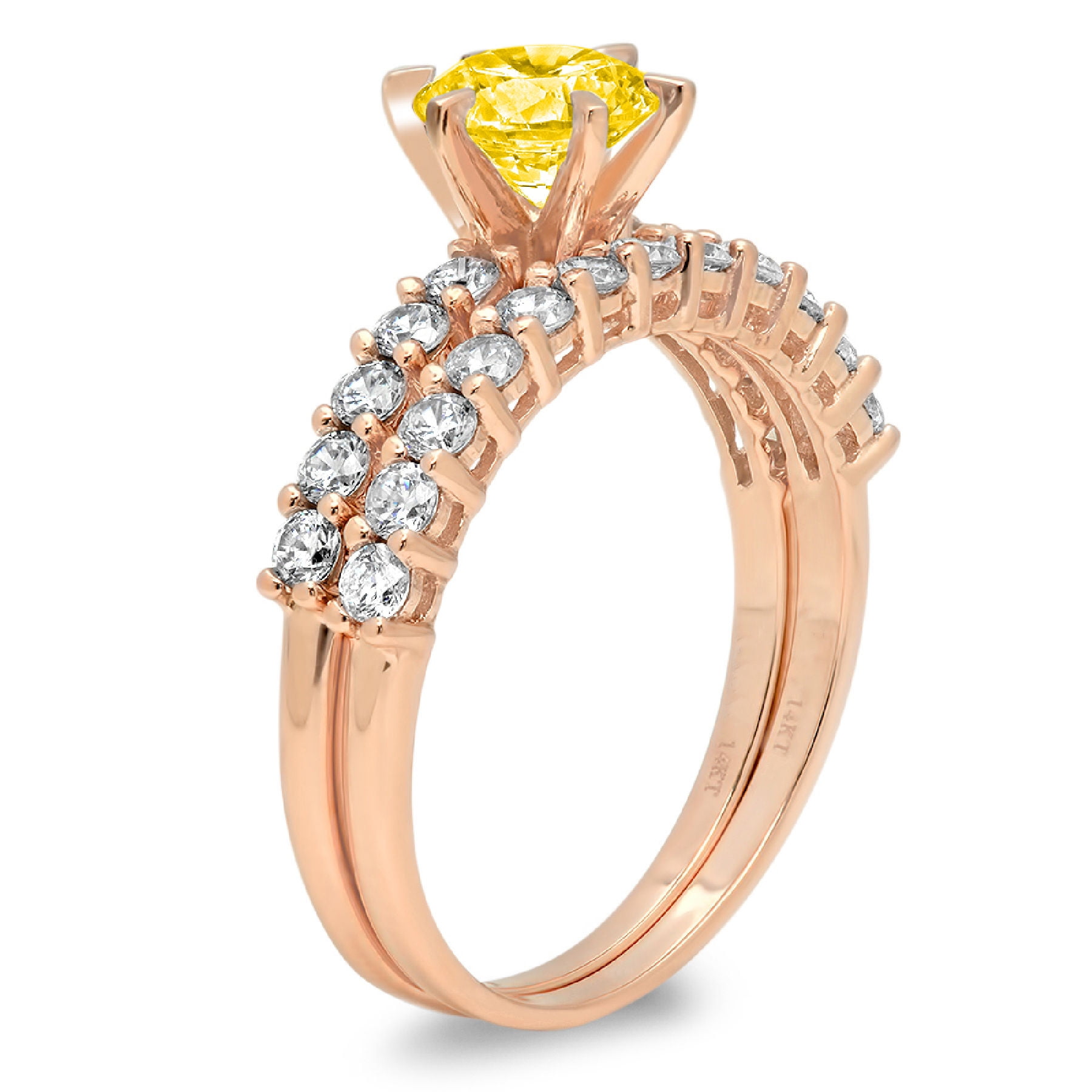 Clara Pucci 14K Rose Gold Round Cut 1Ct Simulated Yellow Diamond ...