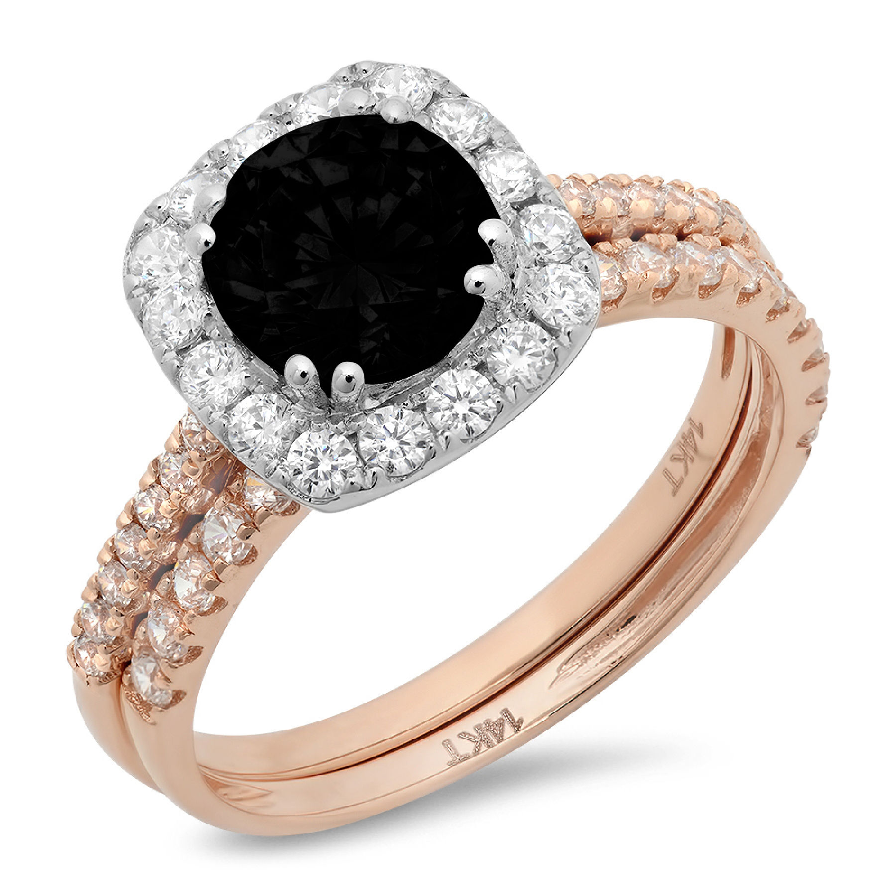 Clara Pucci 14K Rose/White Gold 1.495 Natural Onyx Engraveable ...