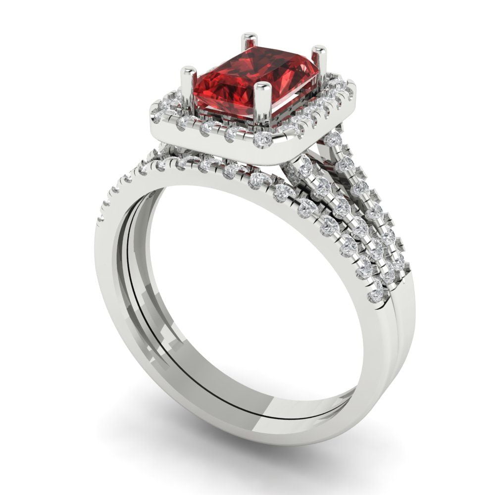 Clara Pucci 14K White Gold 1.72 Natural Garnet Engraveable Engagement ...