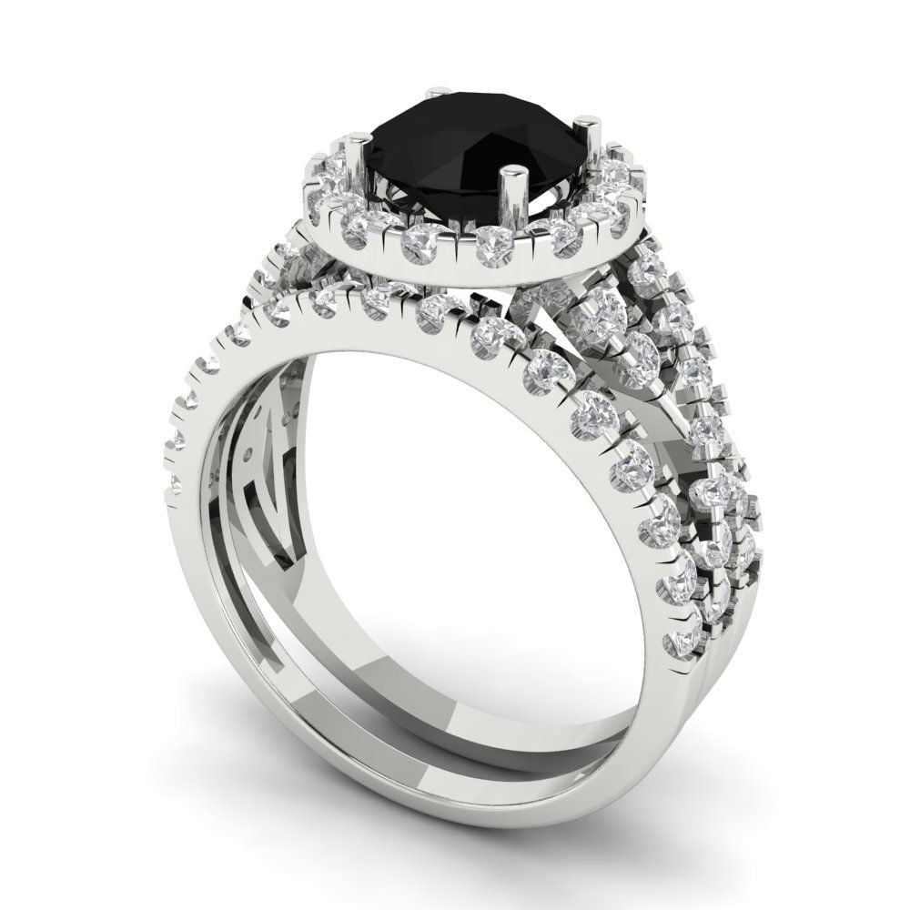Clara Pucci 14K White Gold 1.795 Natural Onyx Engraveable Engagement ...