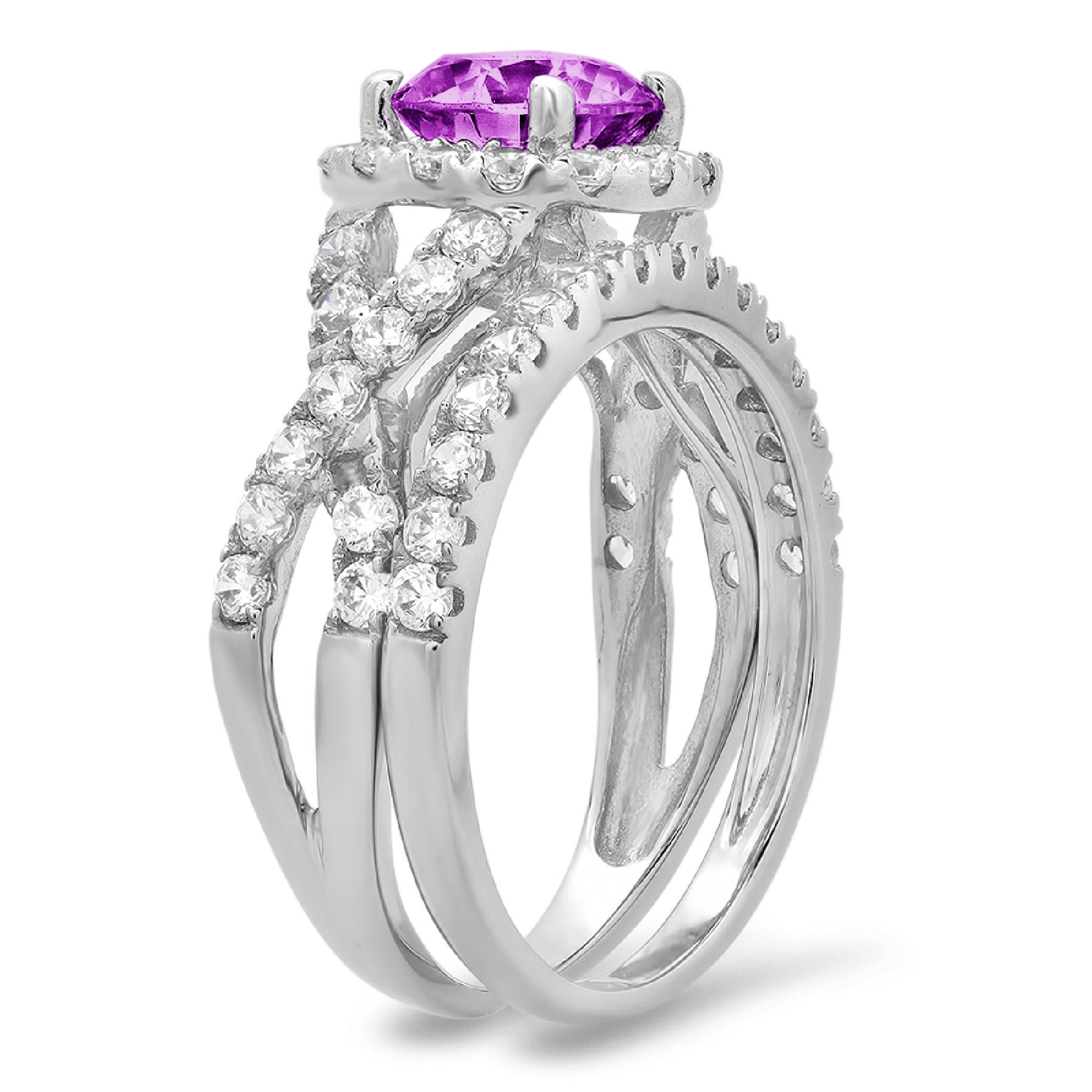 Clara Pucci 14K White Gold 1.795 Simulated Alexandrite Engraveable ...
