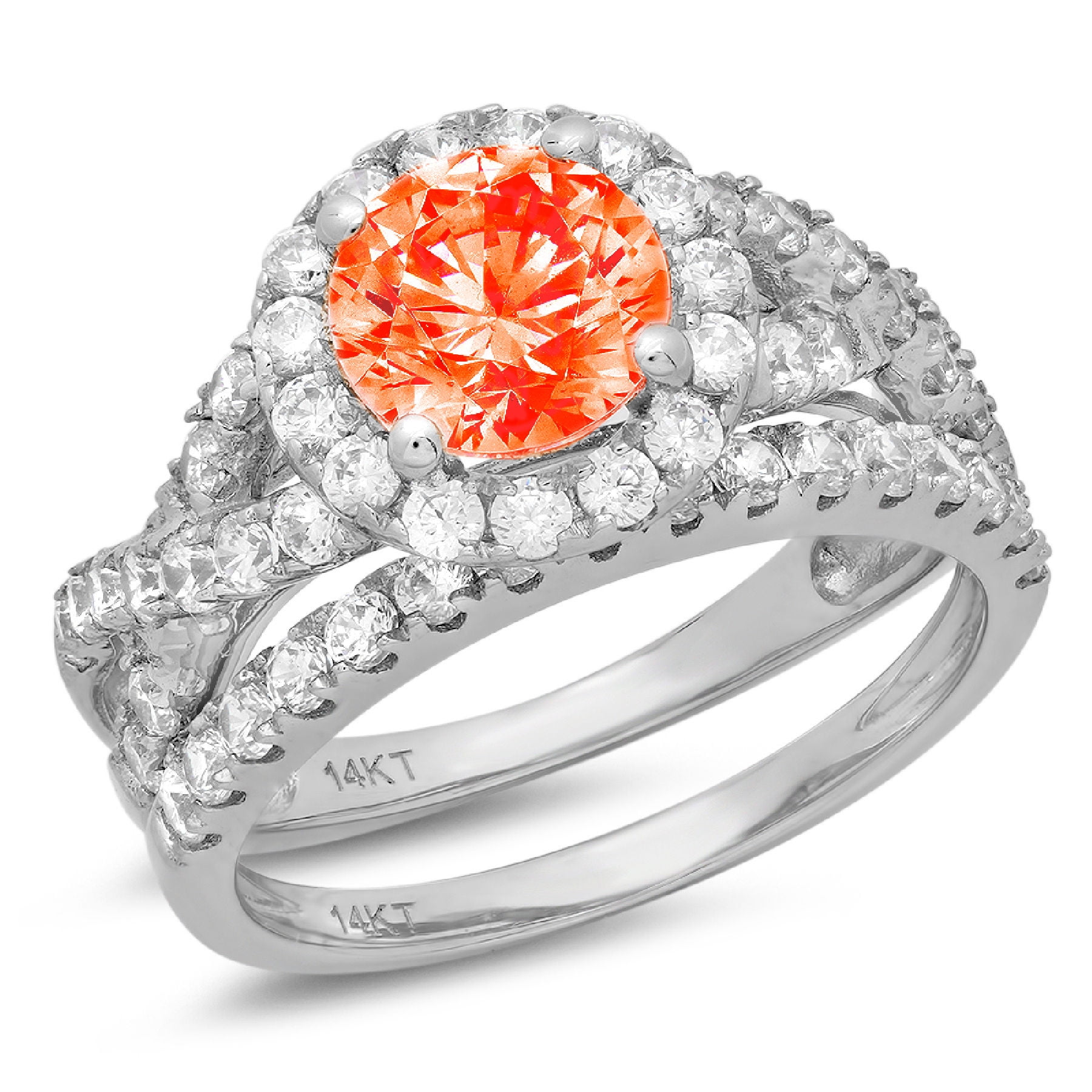 Clara Pucci 14K White Gold 1.795 Simulated Red Diamond Engraveable ...