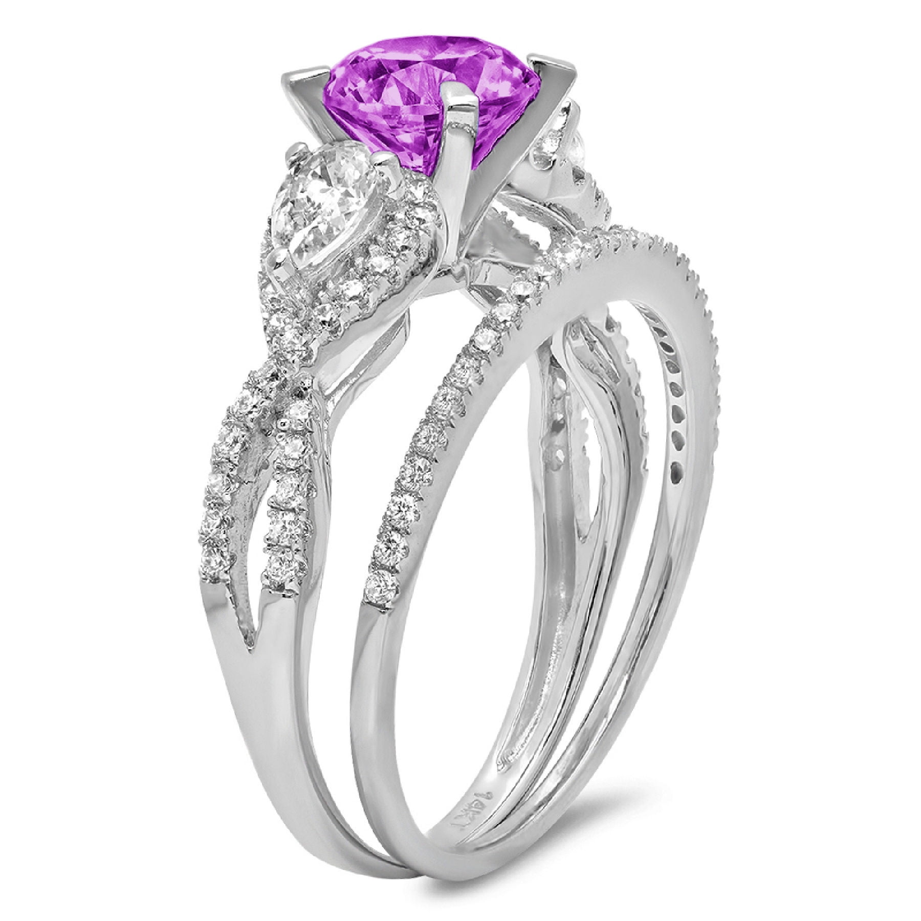 Clara Pucci 14K White Gold 1.925 Simulated Alexandrite Engraveable ...