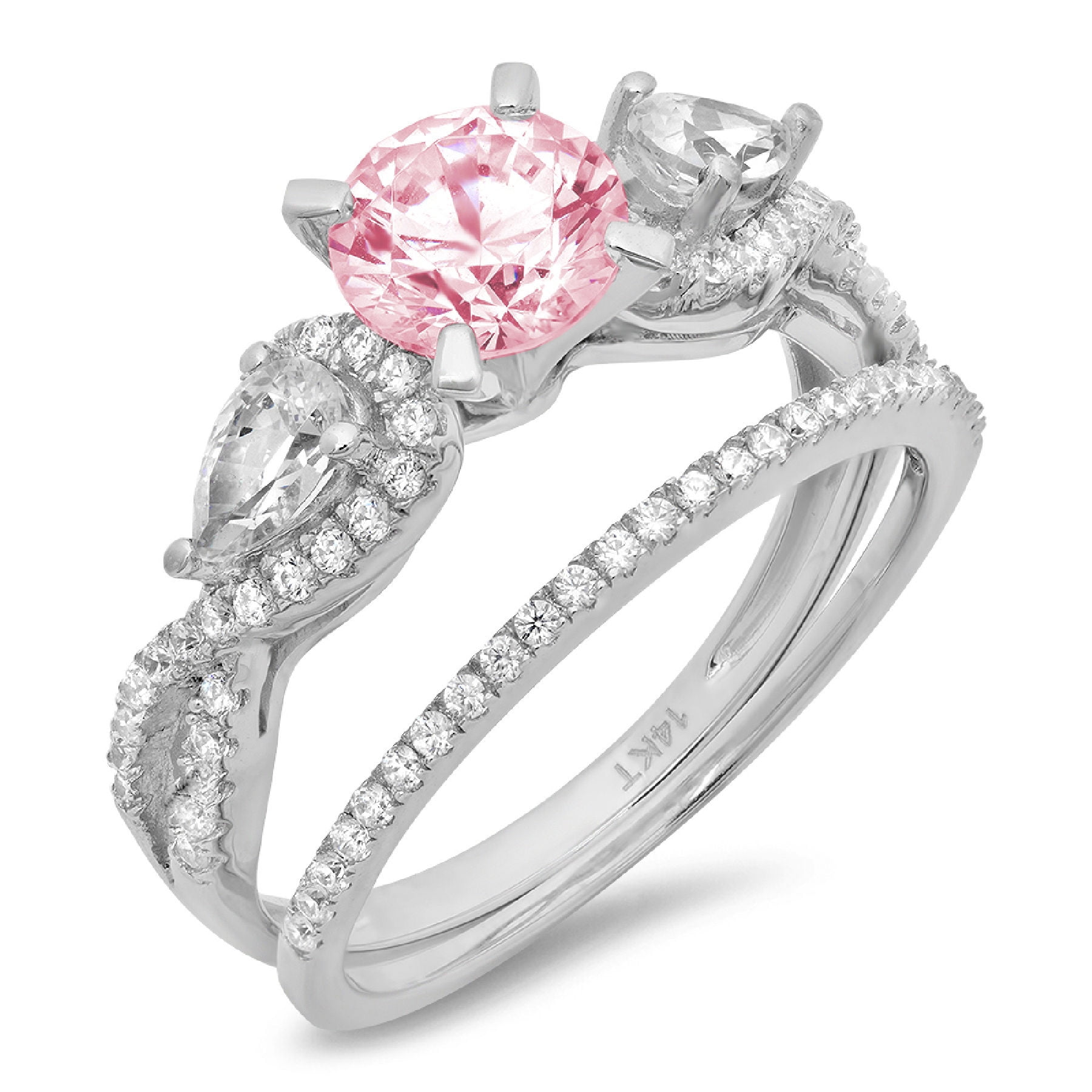 Clara Pucci 14K White Gold 1.925 Simulated Pink Diamond Engraveable ...