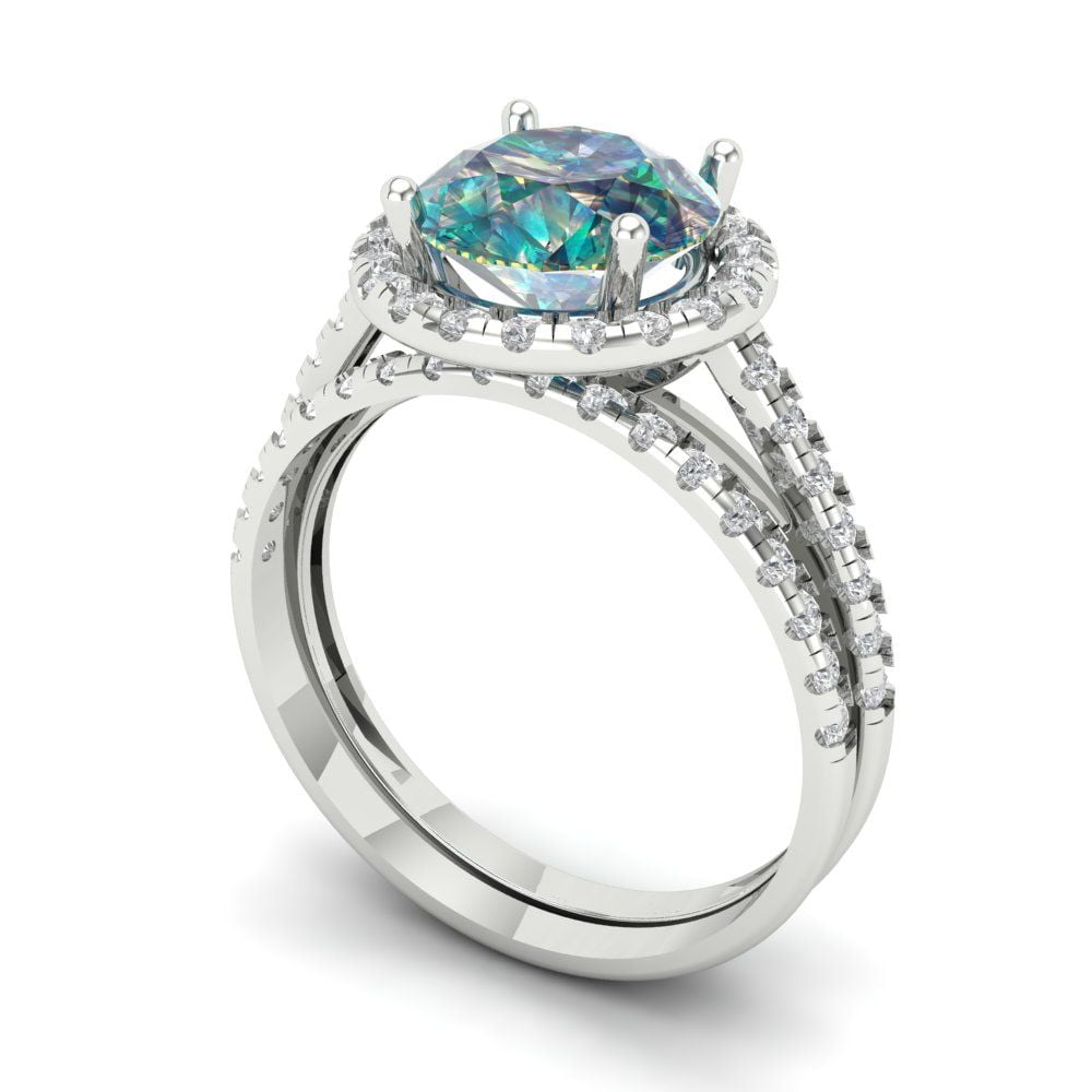 Clara Pucci 14K White Gold 2.52 Synthetic Blue Moissanite Engraveable ...